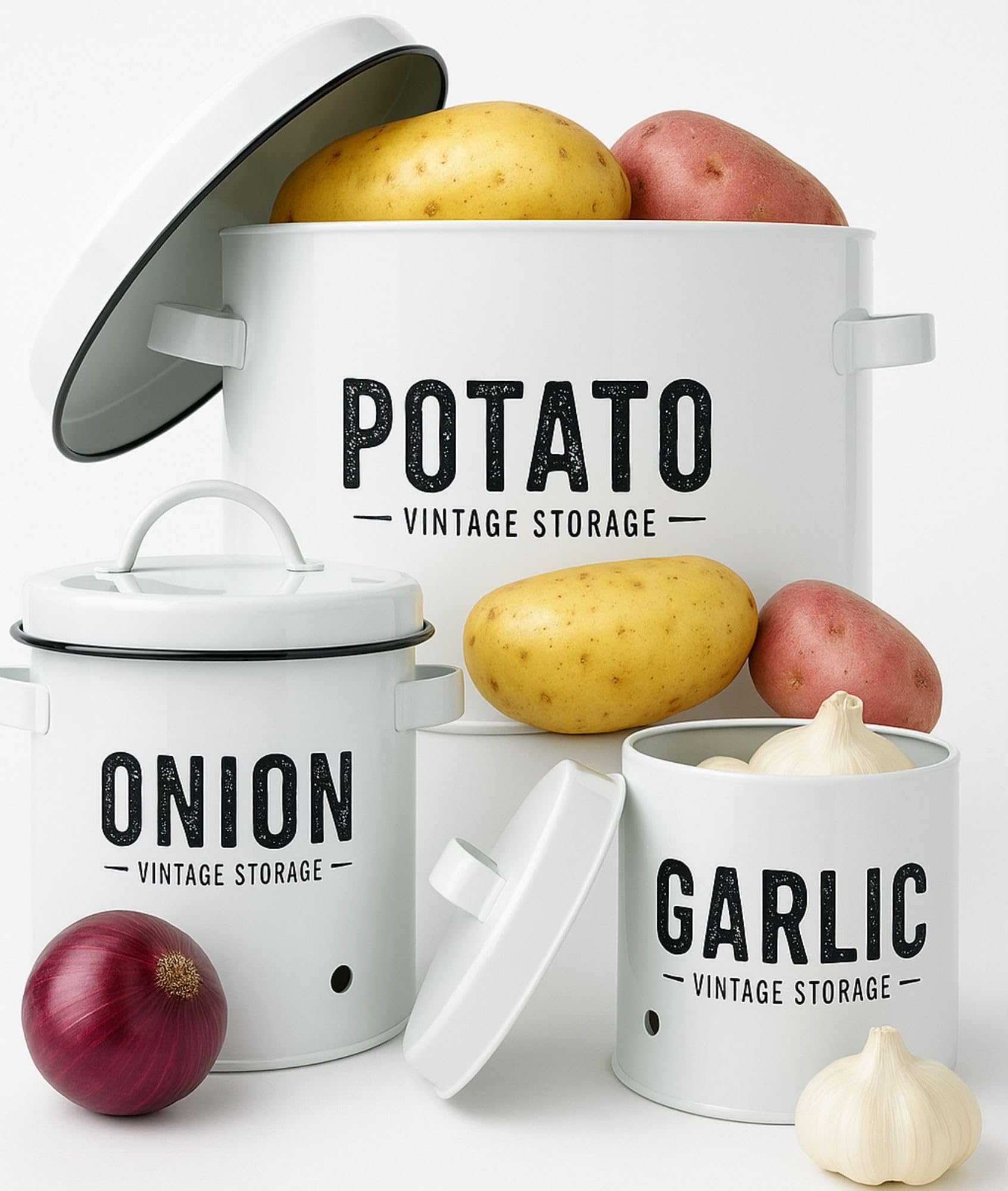 Amazon.com: Prosper Culinary Potato and Onion Storage Bin with Garlic ...