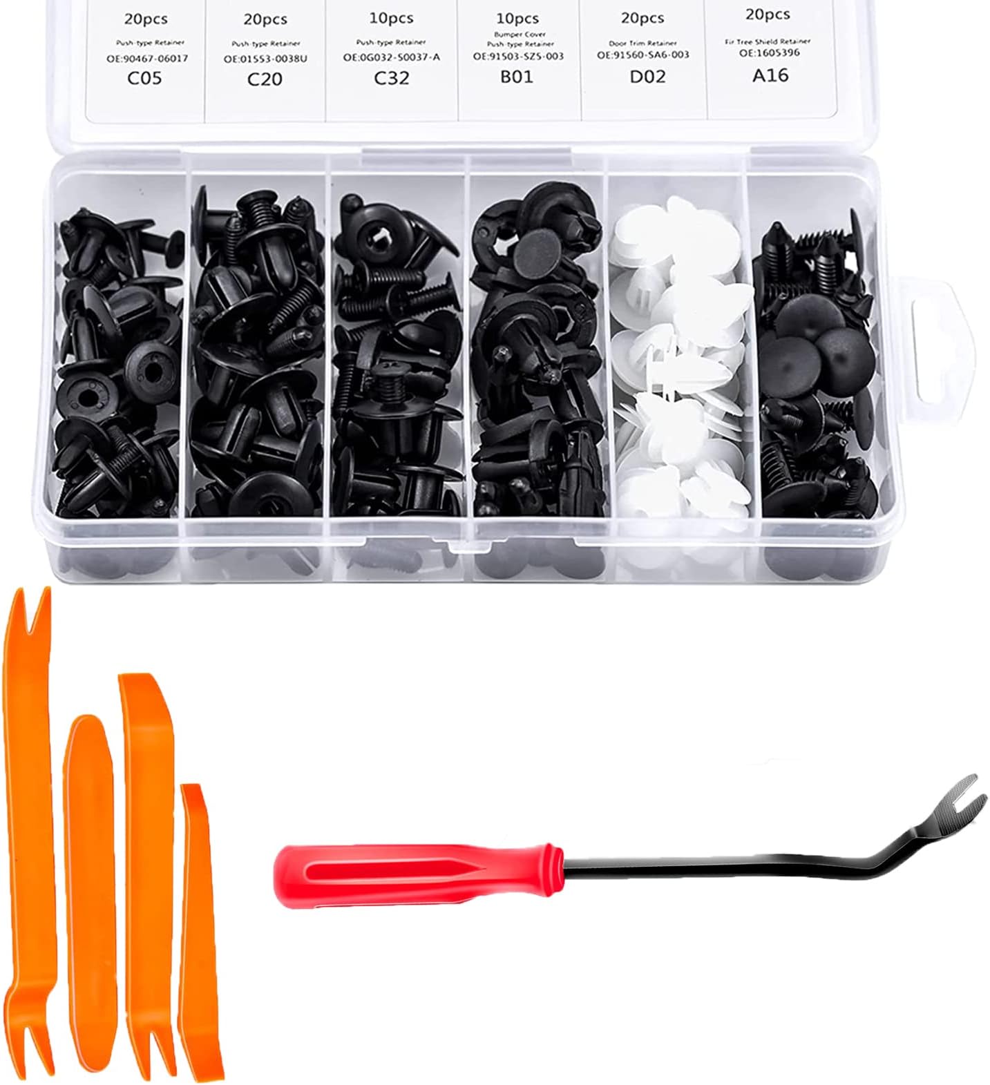 JEOPKO 100Pcs Car Trim Clips,Trim Clips, Car Clips, 4 PCS Orange Types ...