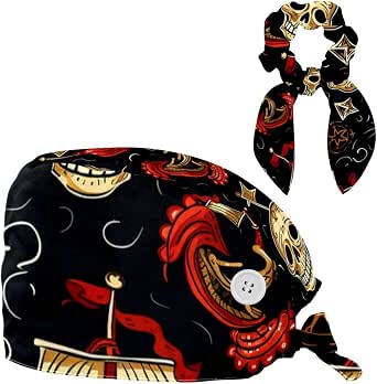 Scrub Caps Women,Scrub Hats Suitable for Women,Anchor Skull Wine Pirate ...