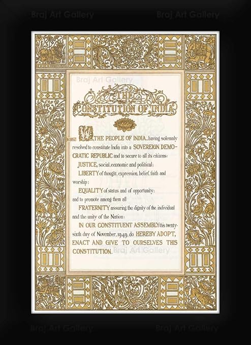 Braj Art Gallery Preamble Indian Constitution Law Poster Small Photo ...