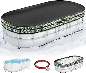 Amazon.com : UIRWAY Upgraded 15x30 ft Oval Winter Pool Cover- 185gsm ...