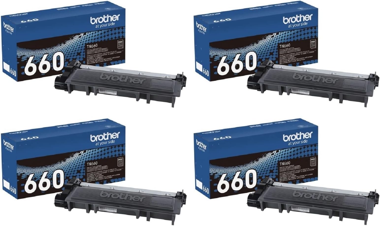 Brother TN660 High Yield Black Toner Cartridge, 4-Pack : Amazon.ca ...