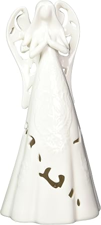 Amazon.com: 12" White Ceramic Angel Decorative Accent Light : Home ...