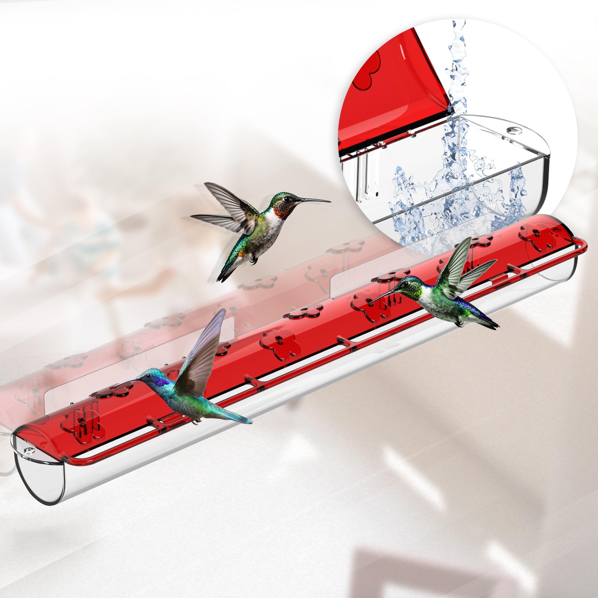 Hummingbird Feeder Window With Hinge Lid And Hanging Hummingbird Feeder