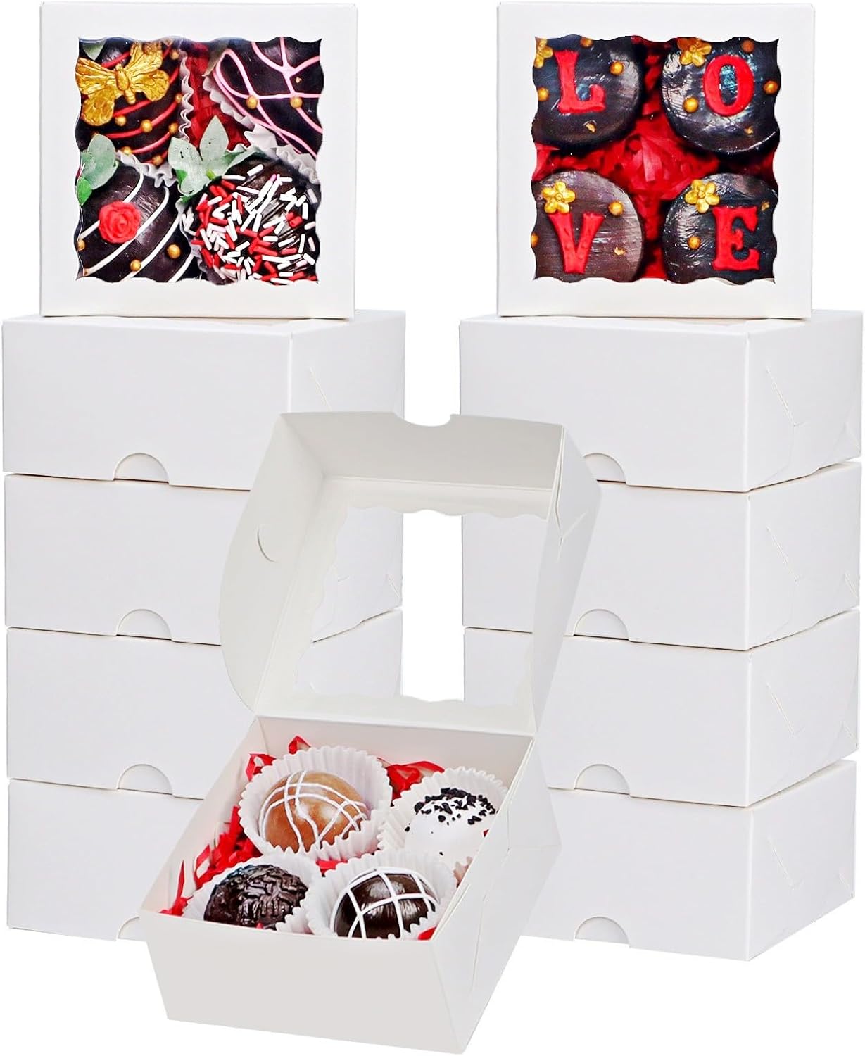 Amazon.com: SLShePack 80 Pack 4x4x2 Inches Small Bakery Treat boxes ...