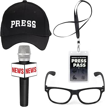 Amazon.com: Yewong 4 Pieces Adult Journalist Costume Accessories Set ...