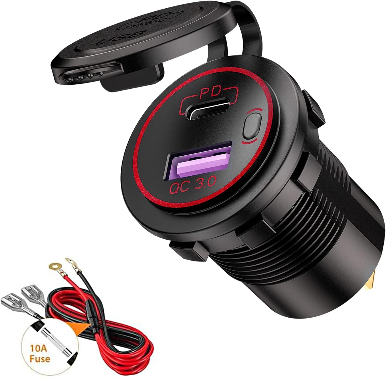 Thlevel USB C Car Charger Socket Dual Power Outlet PD & QC 3.0 Fast ...