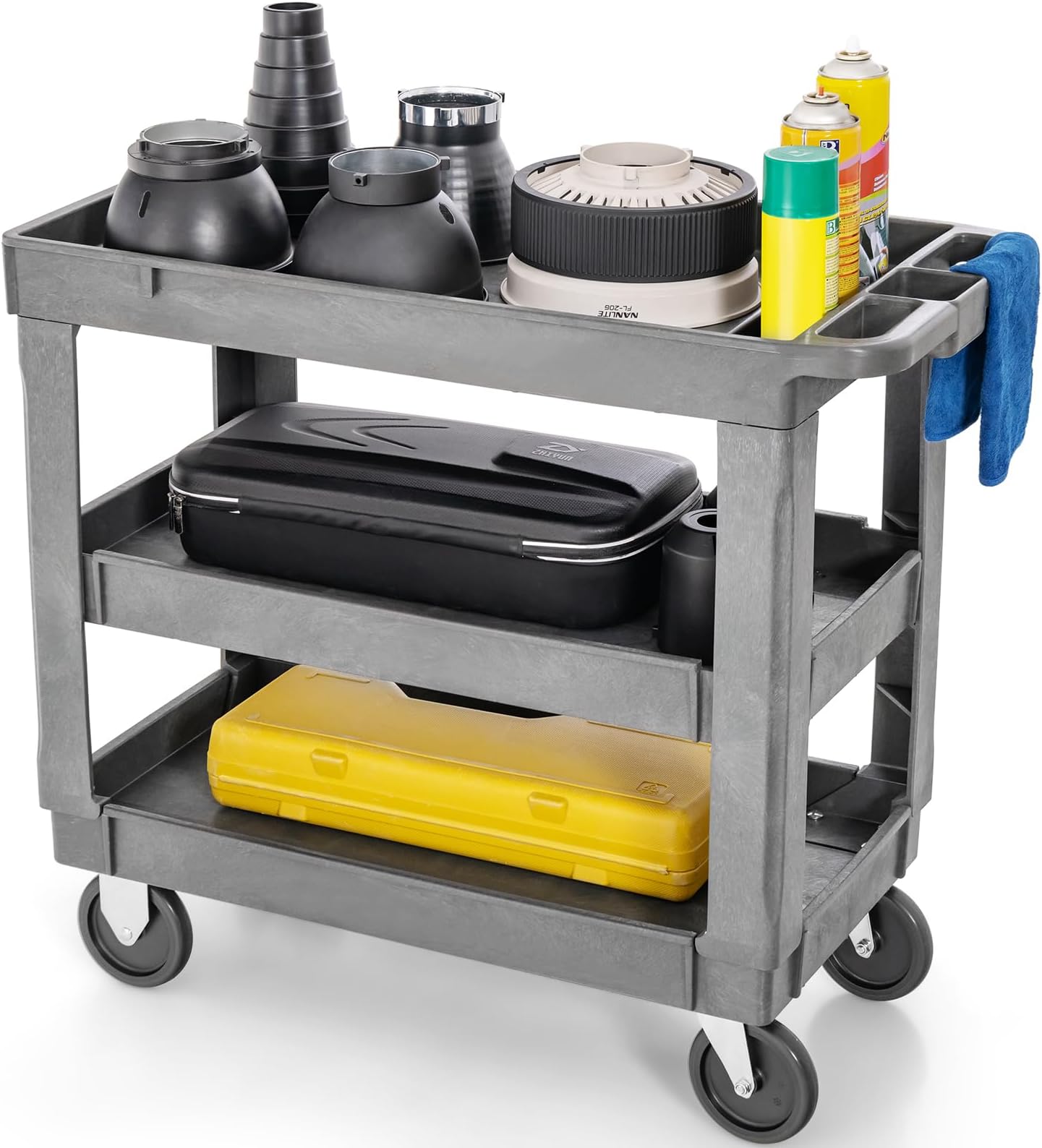 Amazon.com: Goplus Service Utility Cart, 3-Tier Heavy-Duty PP Rolling ...
