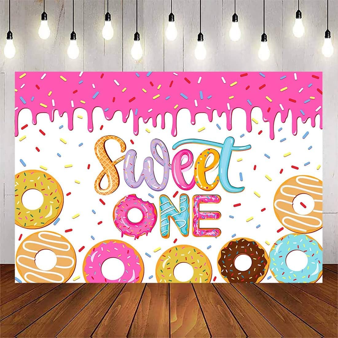 Amazon.com : Avezano Sweet One Birthday Backdrop Pink Donut First ...