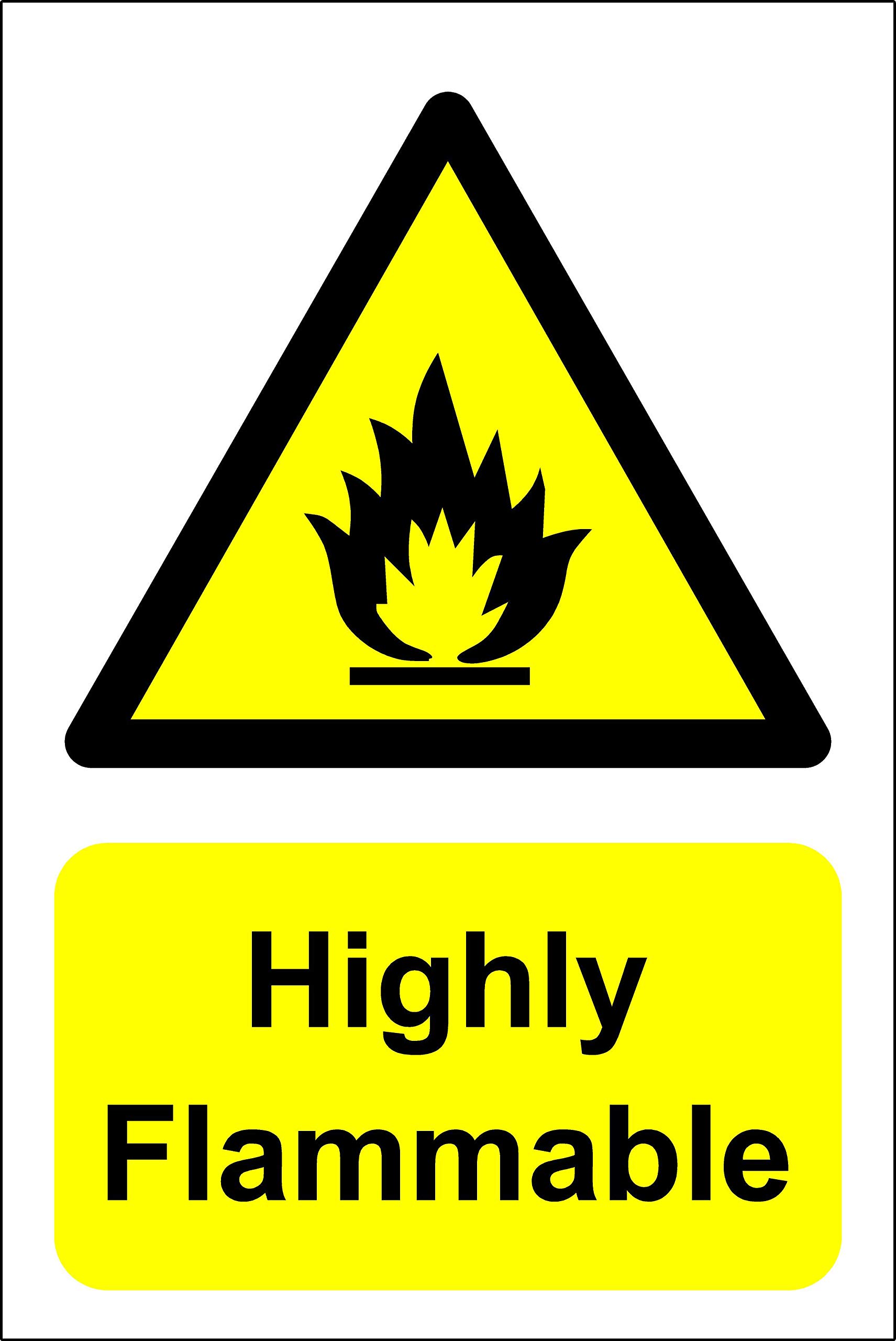 Highly flammable Safety sign - Self adhesive sticker 150mm x 100mm ...