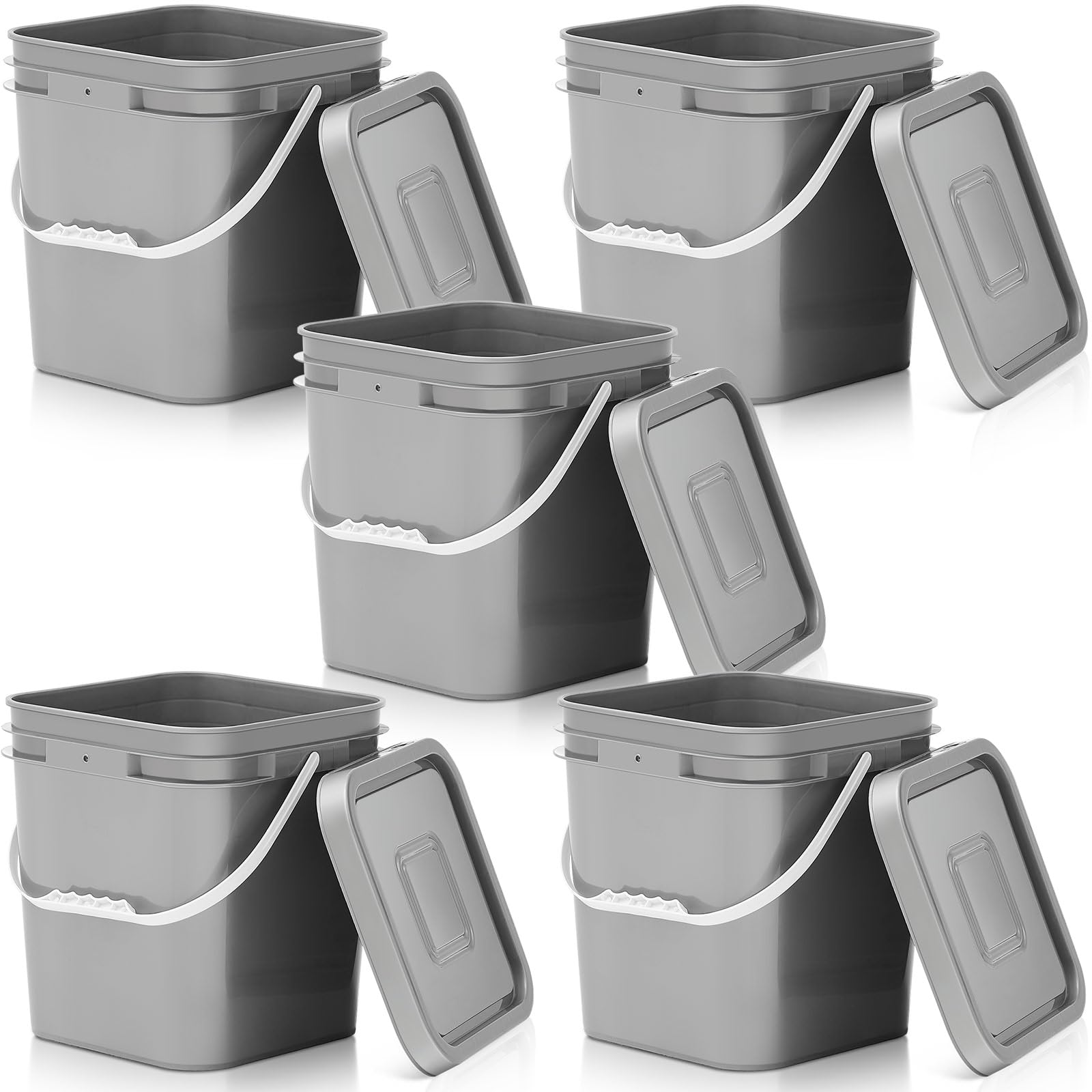 Mumufy 5 Pcs 3.5 Gallon Square Food Grade Bucket Square Bucket with Lid ...