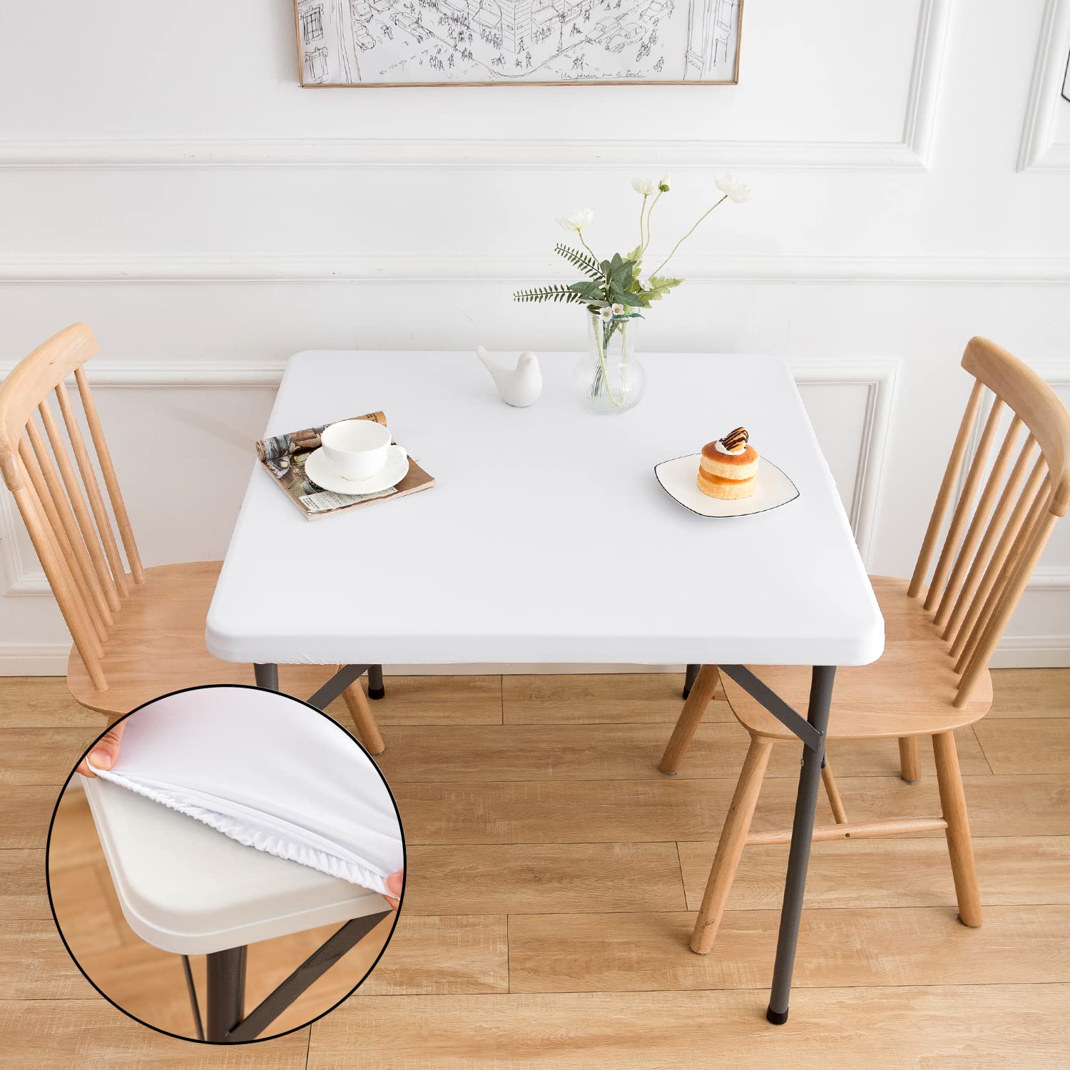 Amazon.com: RUISIBO Fitted Tablecloth for Square Folding Table Tight ...