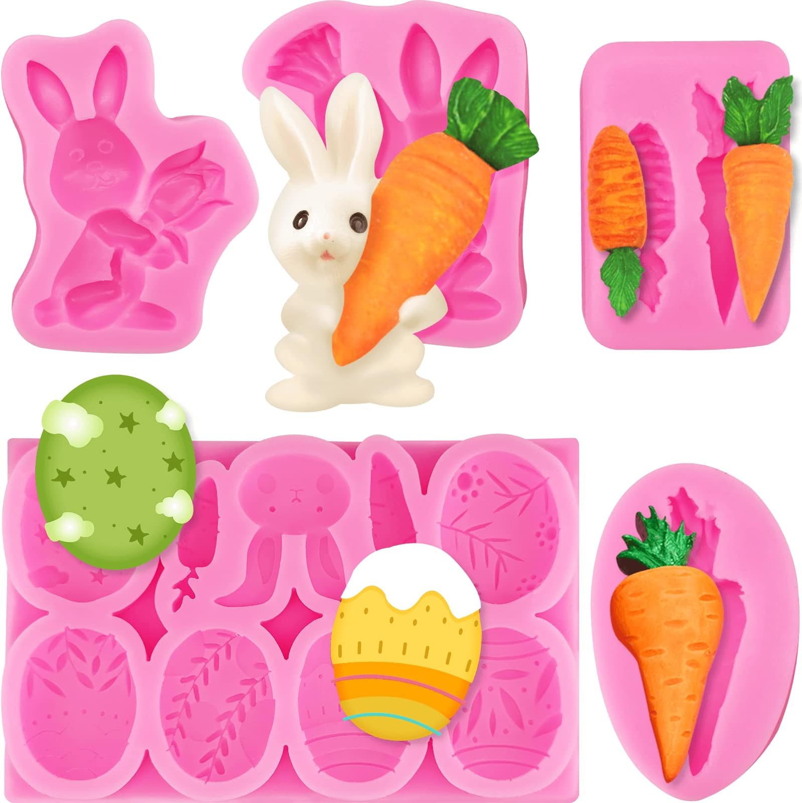 Amazon.com: 5Pcs Easter Fondant Molds Silicone Candy Molds Set Easter ...