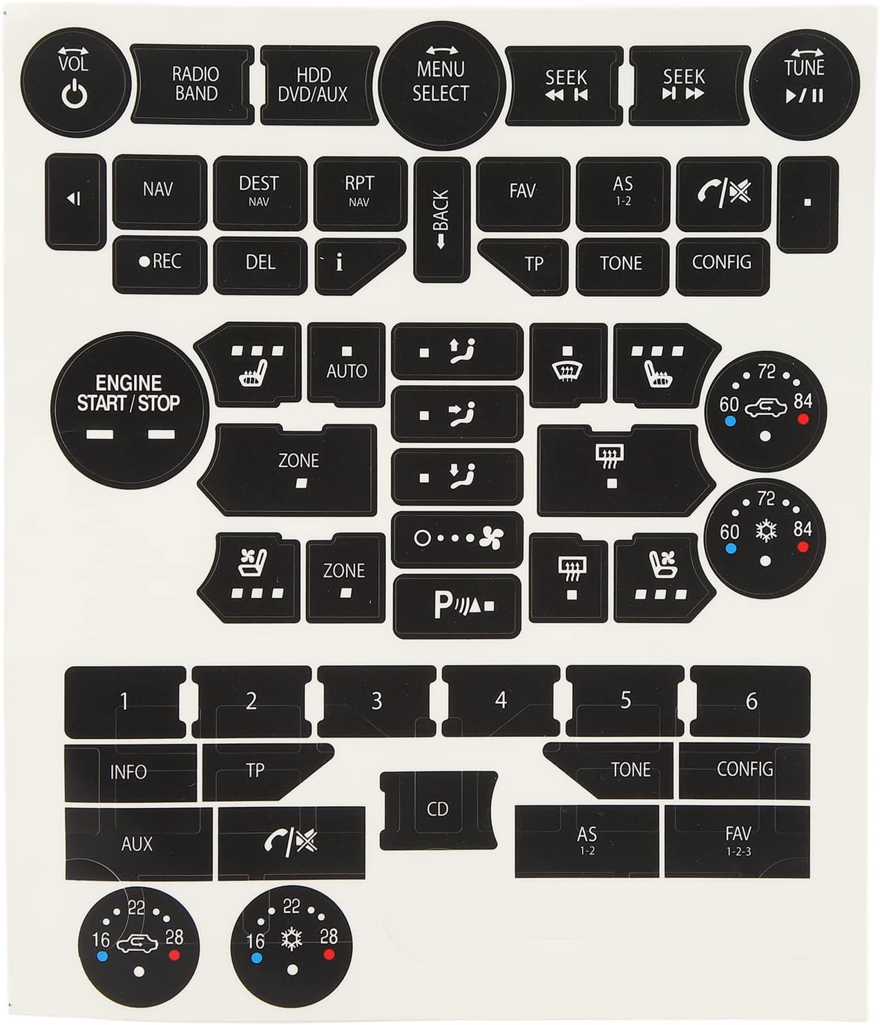 Amazon.com: Button Repair Decal Set, Car Interior Button Repair Decal ...