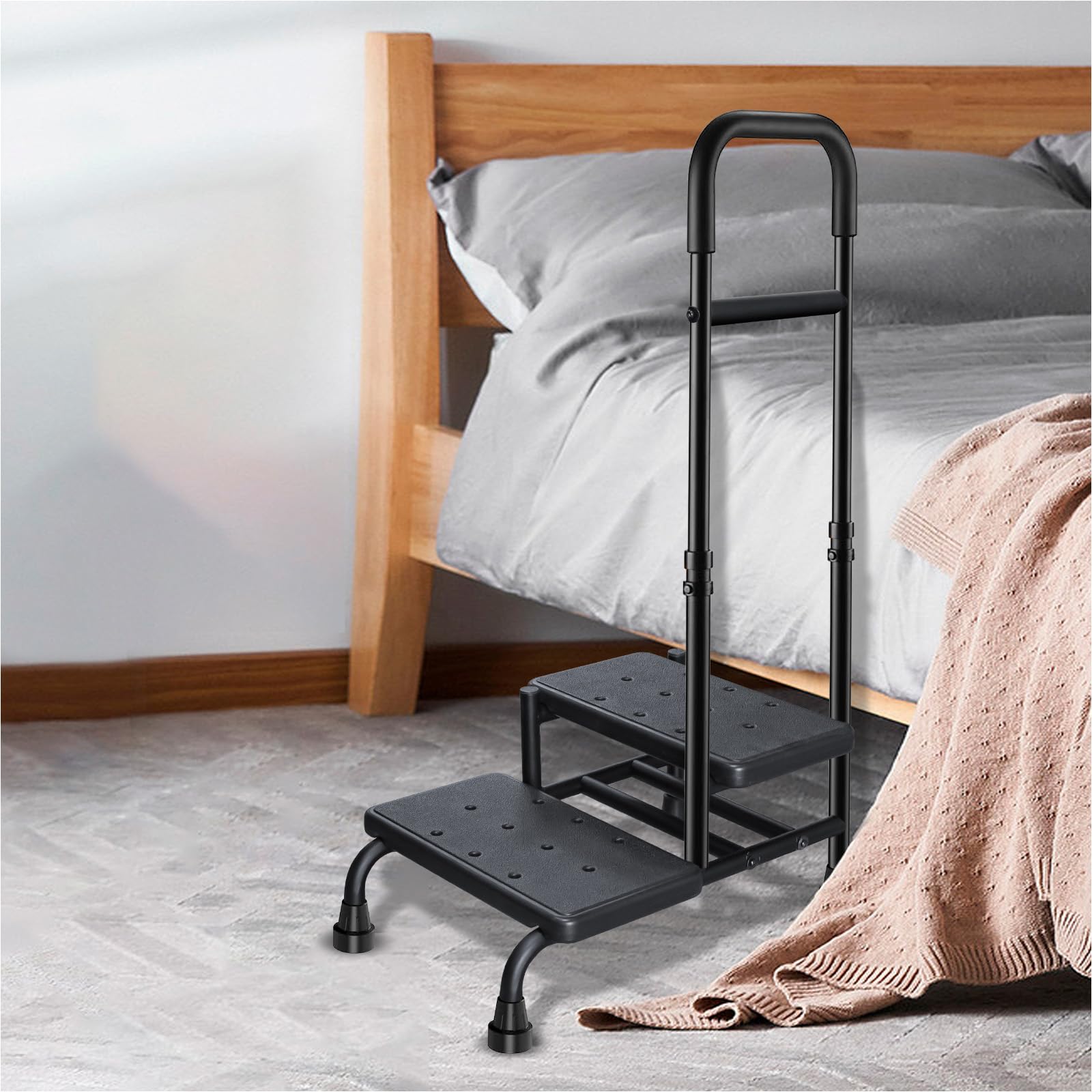 Amazon.com: 2 Step Stool with 2 Handles for Elderly-Bed Stools with ...