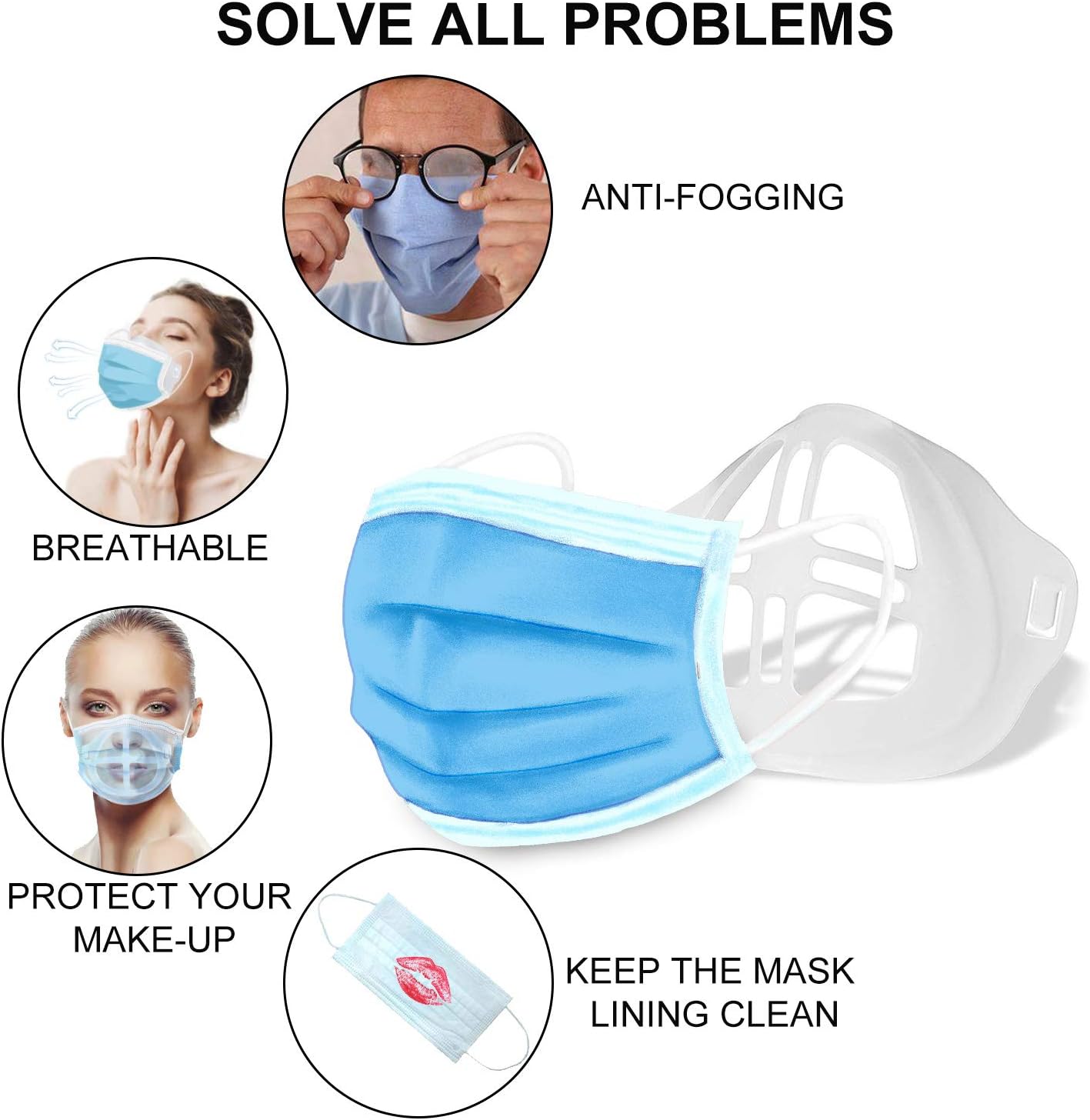 3D Bracket for mask 10 PC, silcone Inner Support Frame, Glasses Anti ...