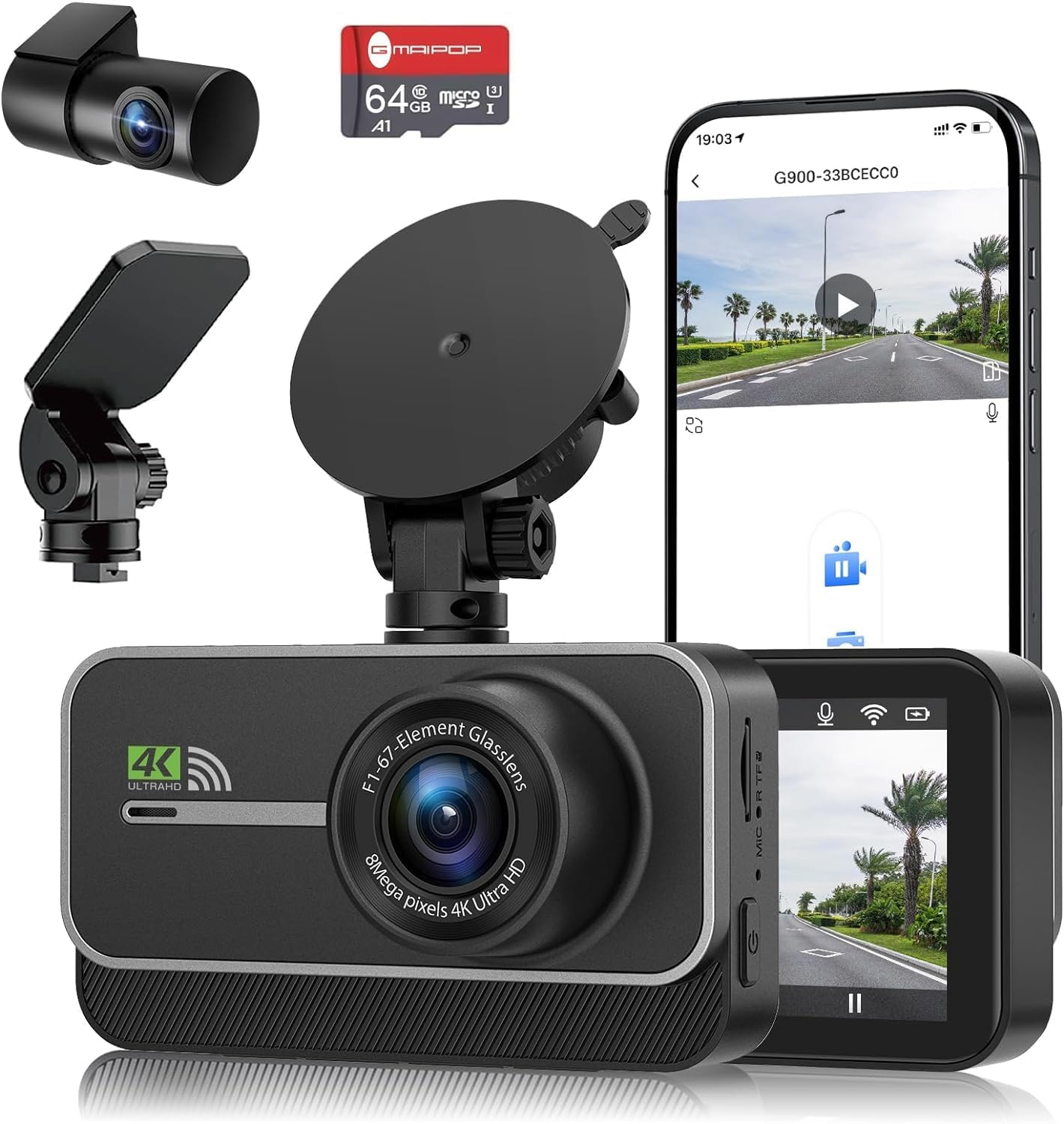 Amazon.com: Dash Cam Front and Rear 2.5K+1080P FHD WiFi Dual Dash ...