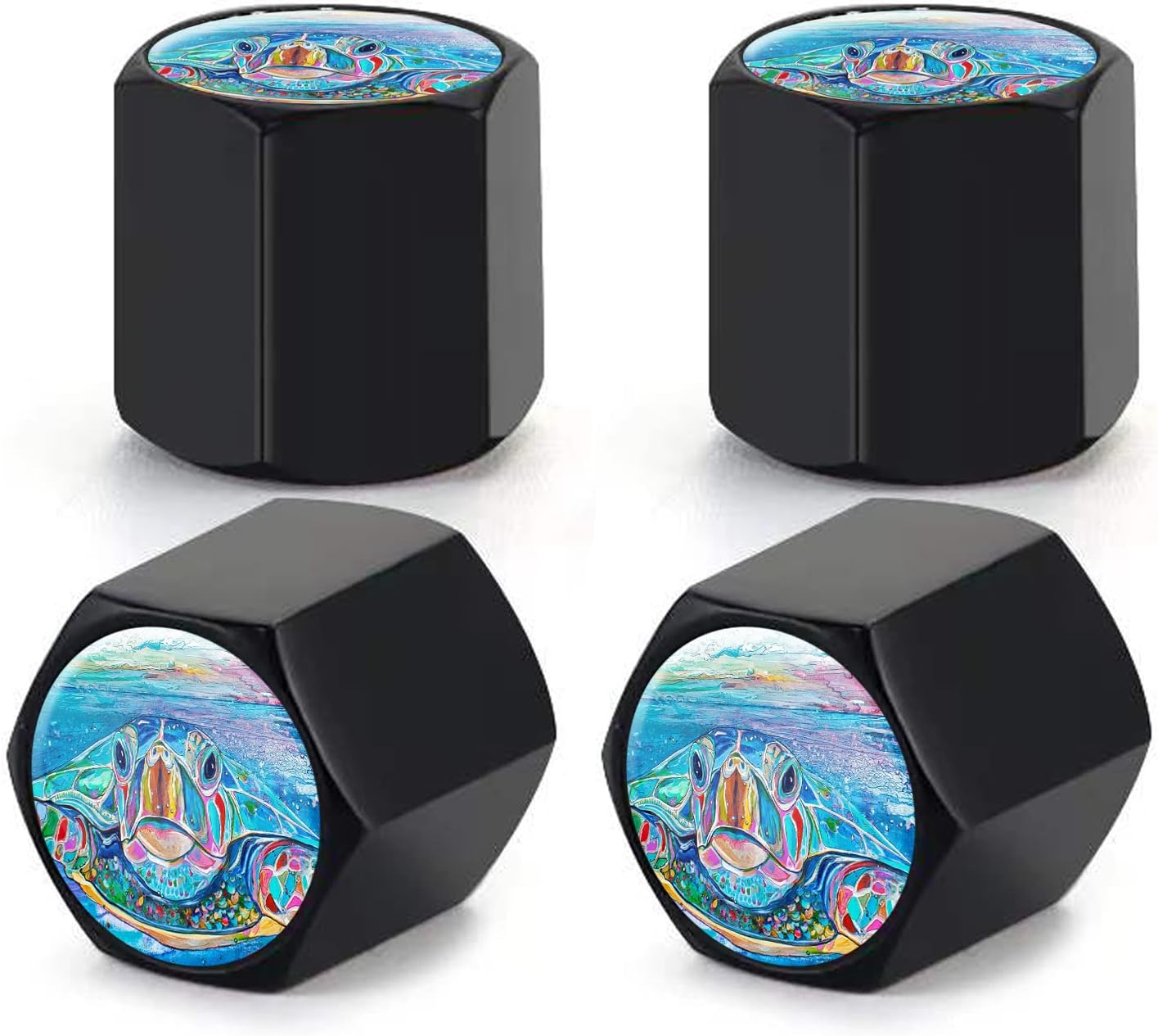 Amazon.com: Hibiscus - Hawaiian Flower Tire Rim Valve Stem Caps - Black ...