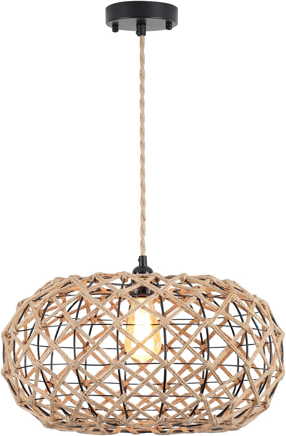 Hchunqjor Coastal Large Woven Pendant Light Fixture 17.8 inch One-Light ...