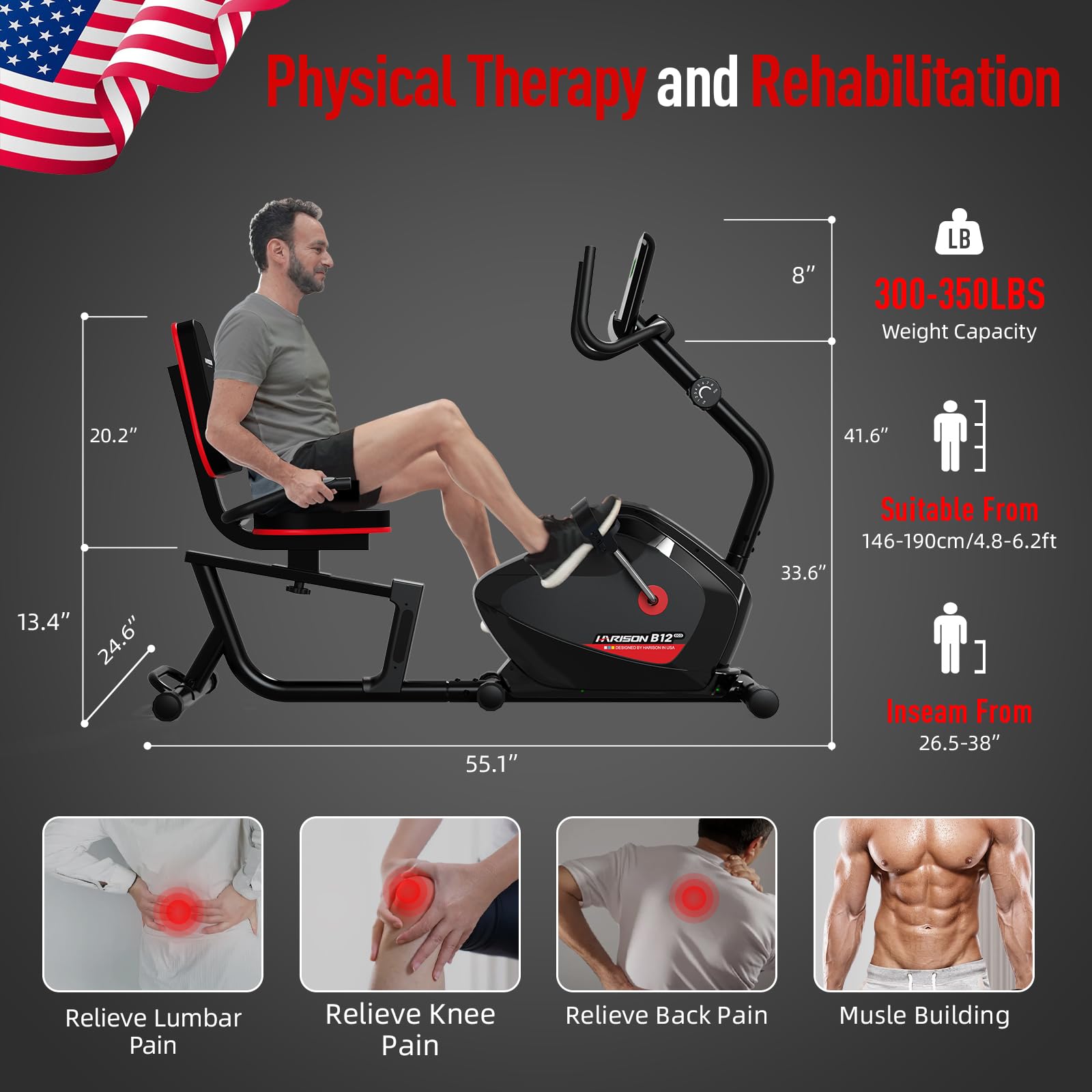 Snapklik.com : HARISON Magnetic Recumbent Exercise Bike