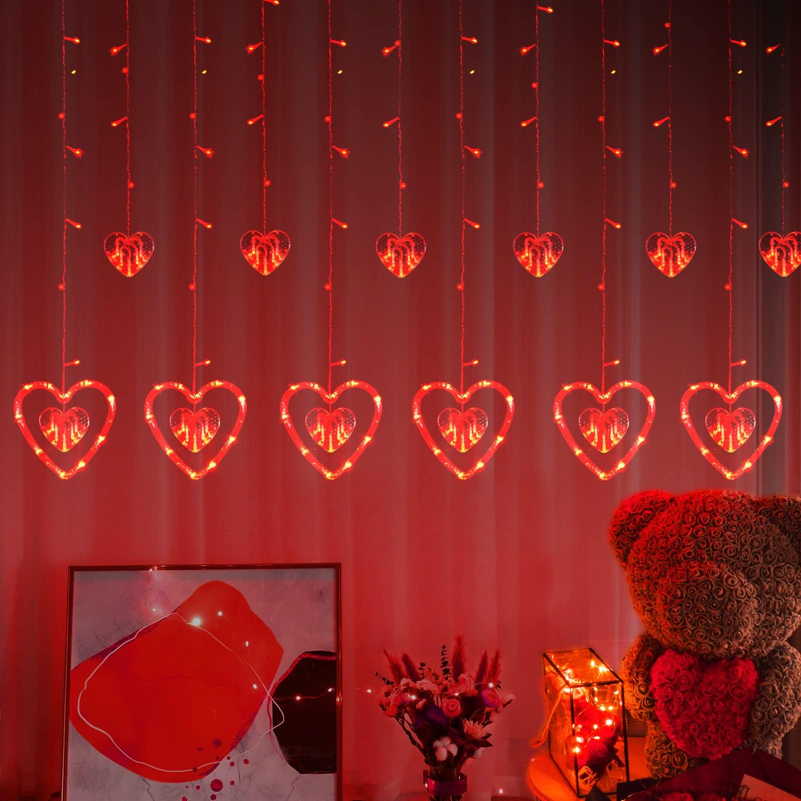 Amazon.com: LOLStar Valentines Day String Lights, Heart-Shaped Red ...