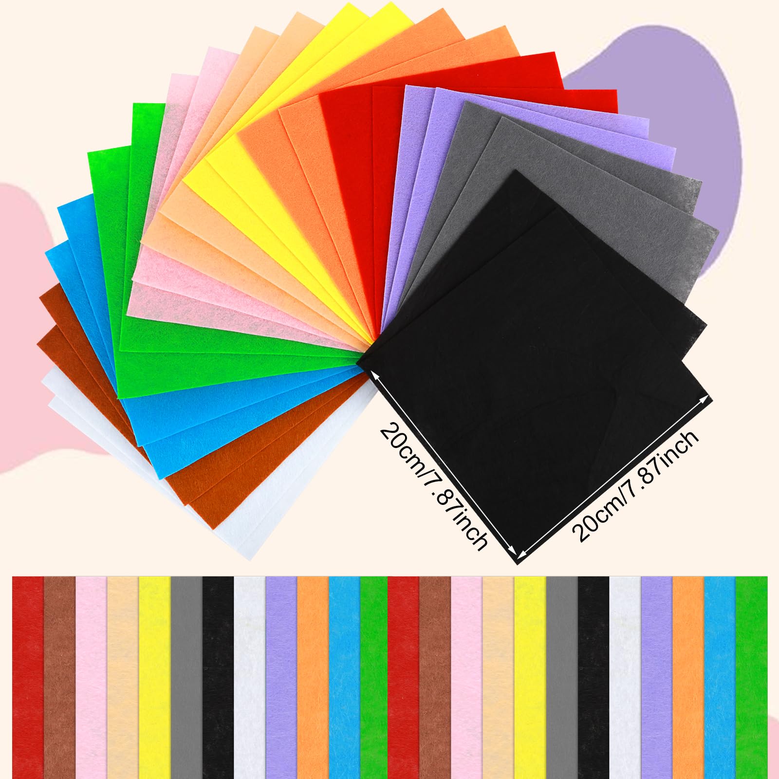 24PCS Fabric Squares Felt Sheets Fabric 12 Mix Colors Felt Fabric for ...