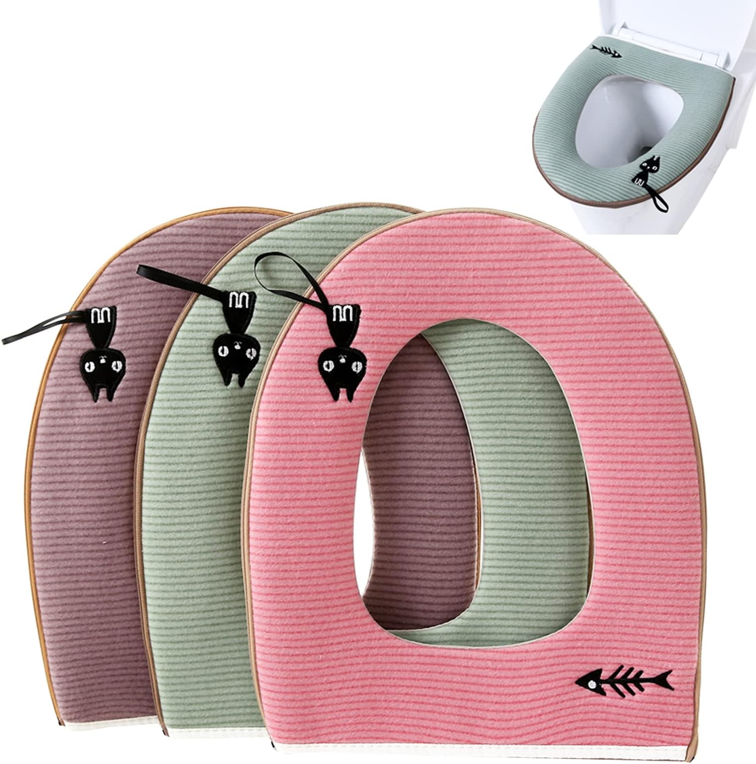 WC Sitzbezüge,Zuzer 3pcs WC Sitzkissen Universal Reißverschluß Waschbar ...