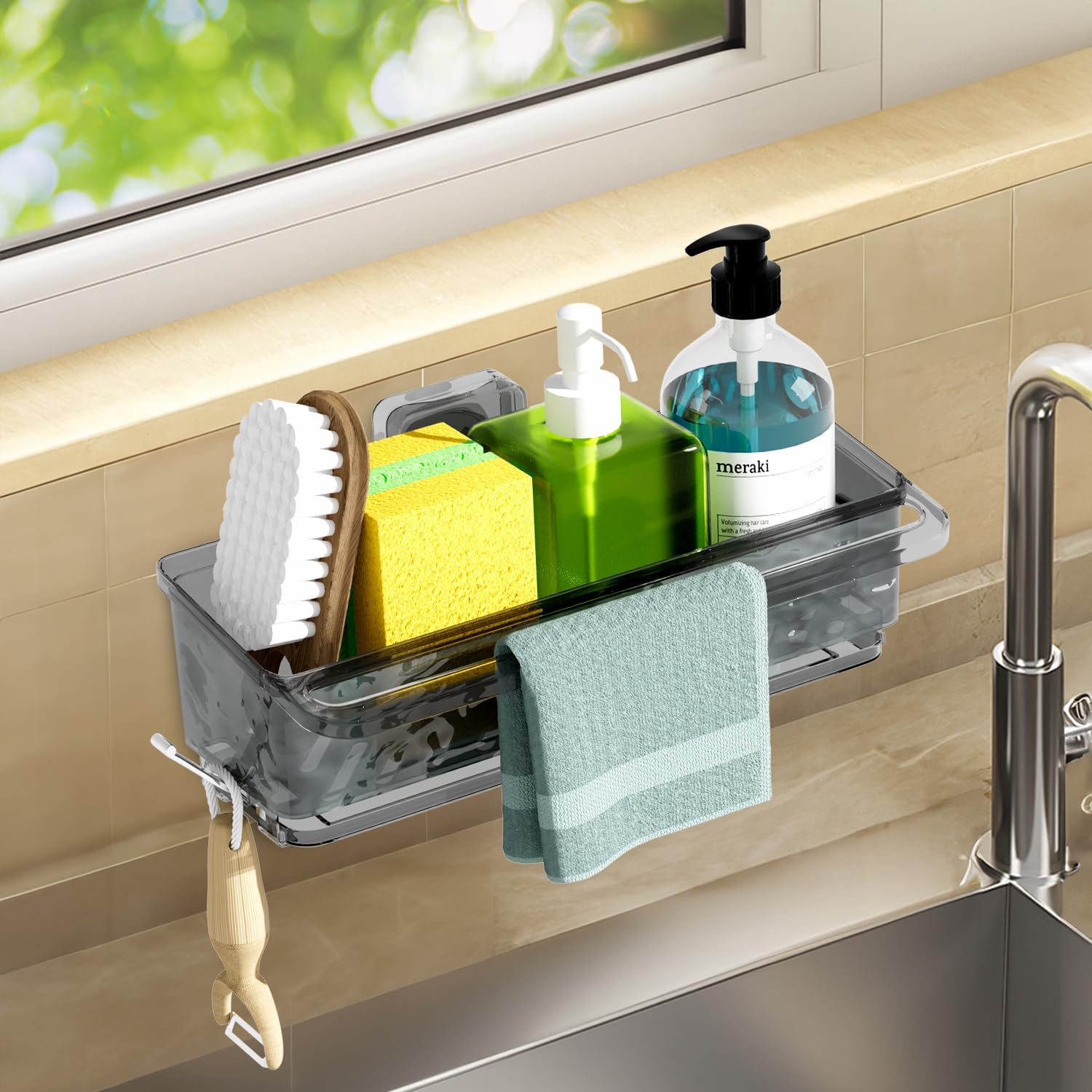 Chicosy Kitchen Sink Organiser Caddy With Strong Suction Cup, Wall ...