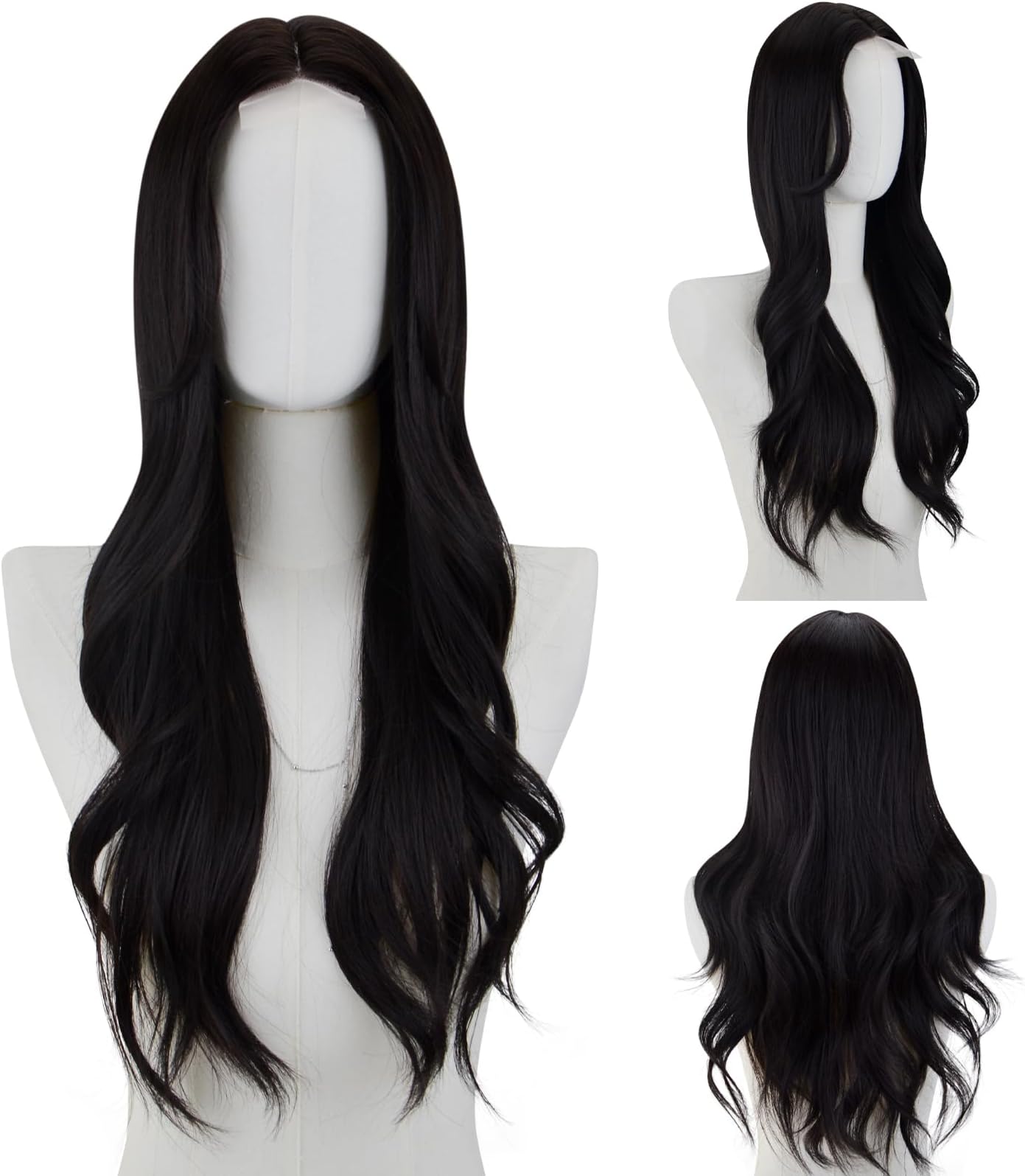 Amazon.com : STYLER Long Black Wavy Wig for Women 29 Inch Middle Part ...