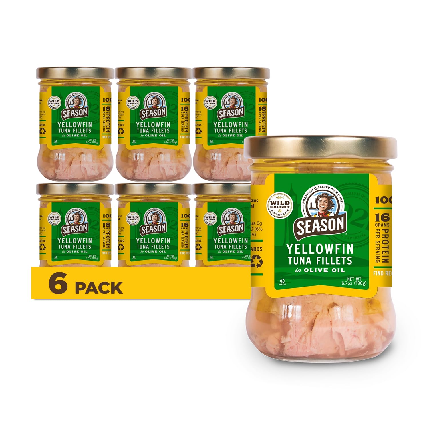Amazon.com : Season Yellowfin Tuna Fillets in Olive Oil - Wild Caught ...