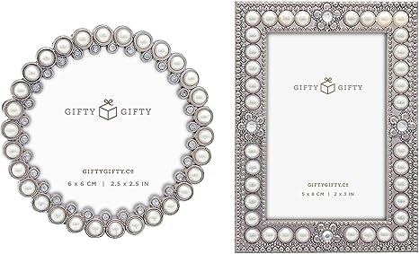 Amazon.com - GIFTY GIFTY Beaded Pearl Mini Frame Set/Set of 2 / 2x3 & 2 ...