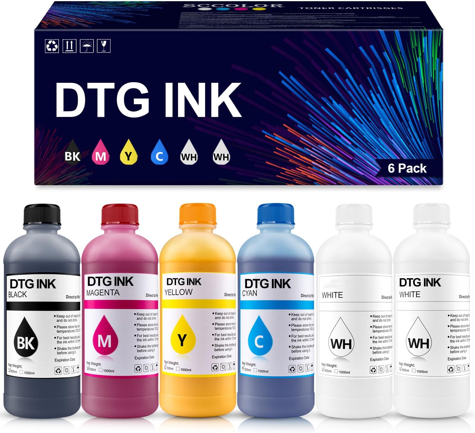 Amazon.com : Splendidcolor DTG Ink 500ml Direct to Garment Printing Ink ...