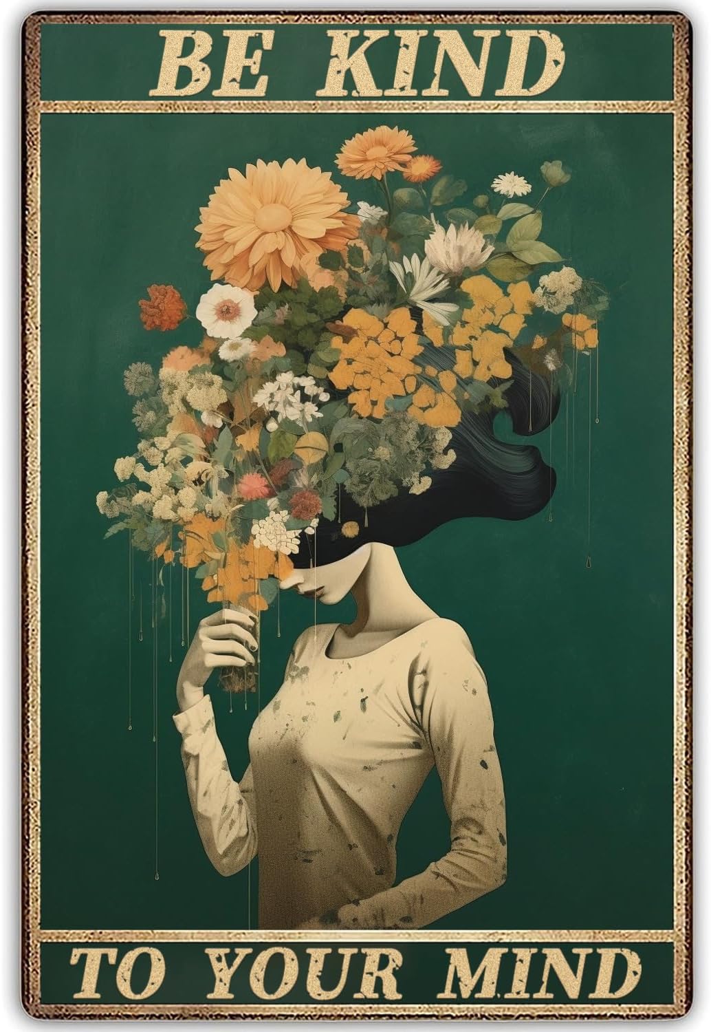 Amazon.com: Metal Vintage Tin Sign Be Kind to Your Mind, Land Lady Gift ...