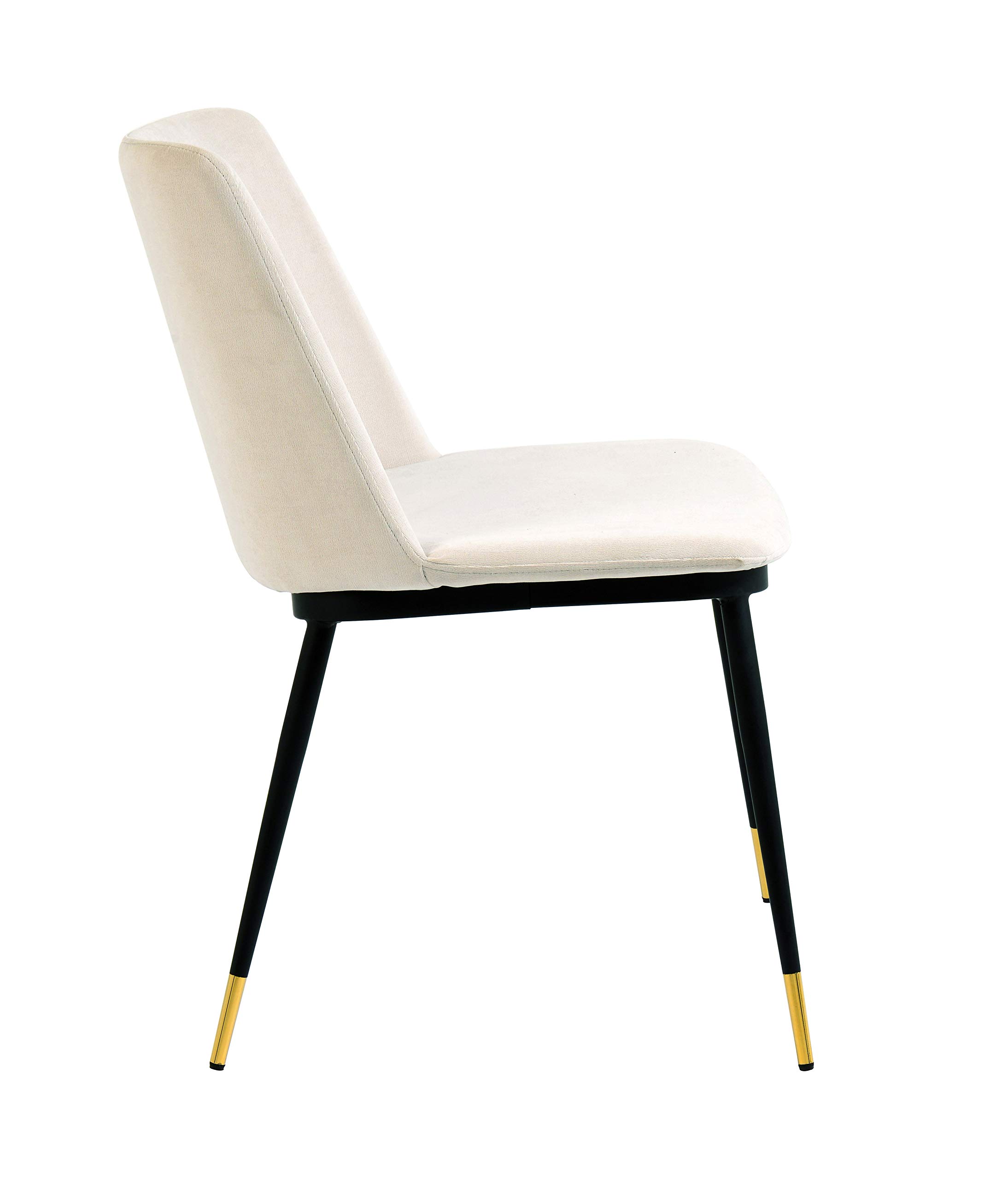 Tov Furniture Evora Upholstered Velvet Dining Chair (Cream with Gold Legs)