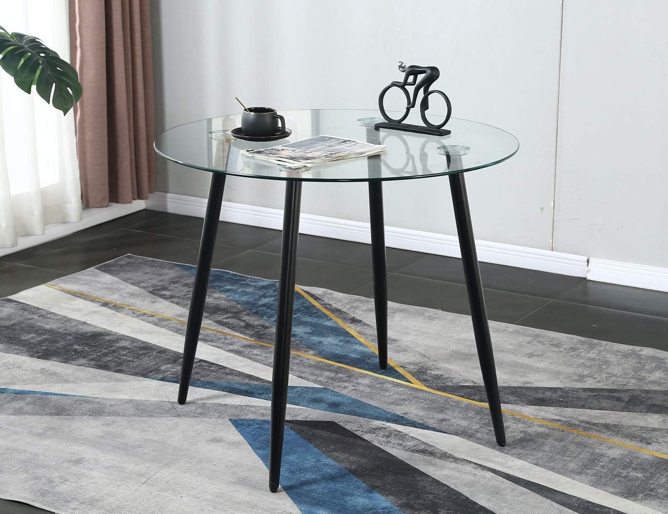 Amazon.com - Round Dining Table - Modern Round Glass Dining Table Small ...