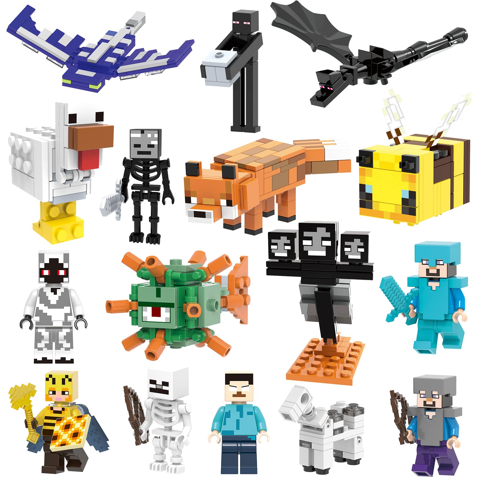 Buy 16 Pcs Mine-Craft Figures Building Blocks Mini Figures Toys Game ...