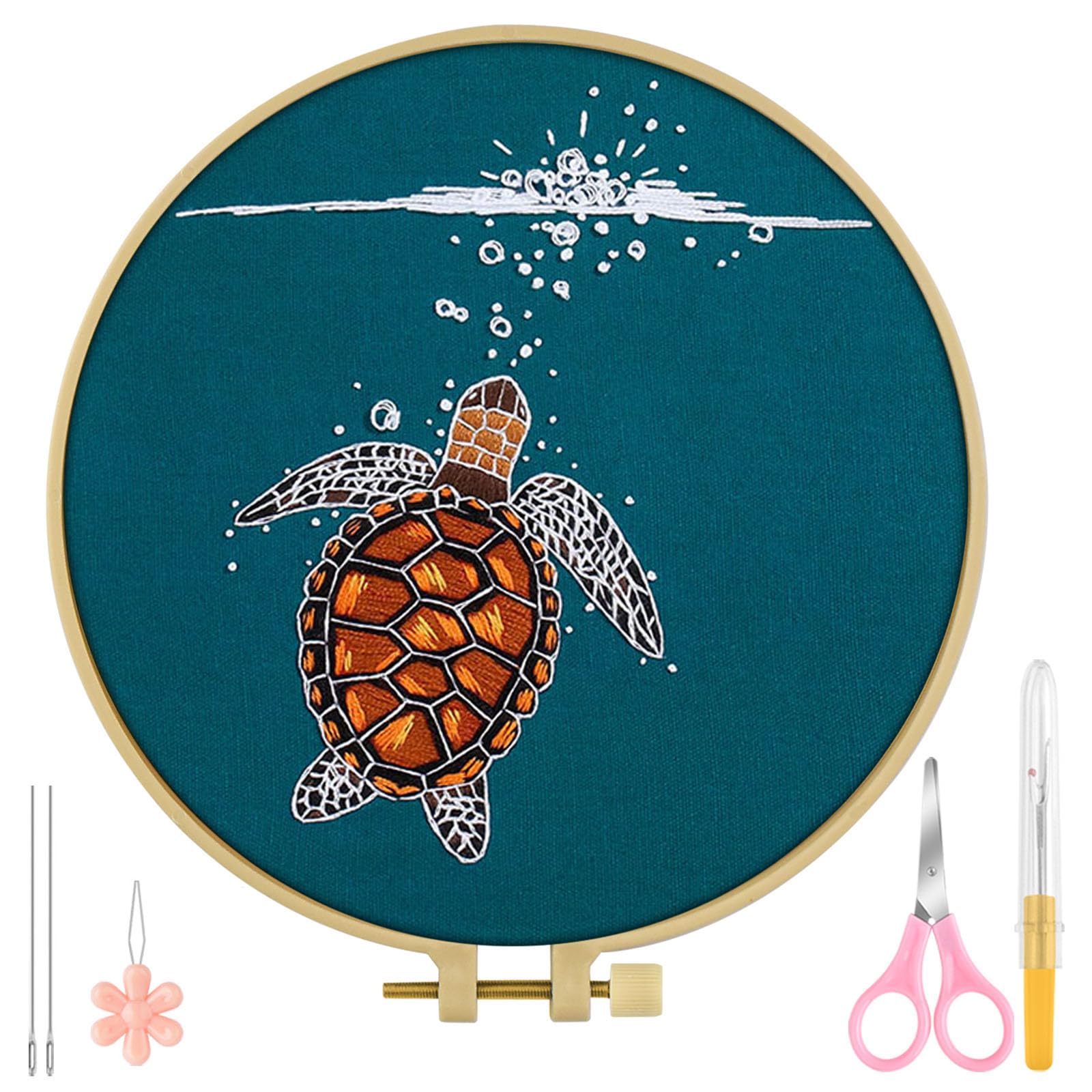 Amazon.com: TINDTOP Embroidery Kit for Beginners Adult, Turtle ...