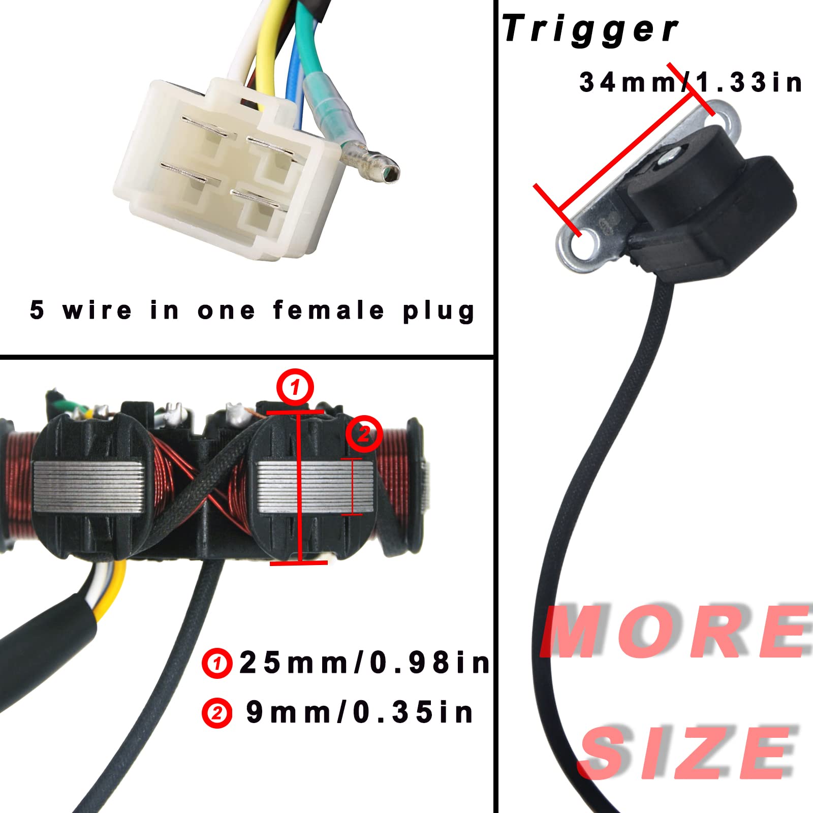 Snapklik.com : CQSPMOTO Magneto Stator 5 Wire AC 6 Pole Replacement For ...