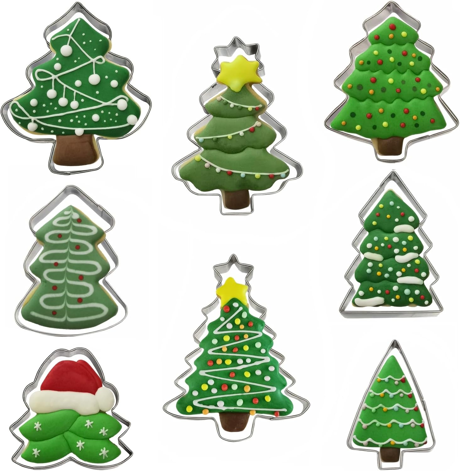 Amazon.com: Tree Shaped Cookie Cutters Set of 8 pcs, Stainless Steel ...