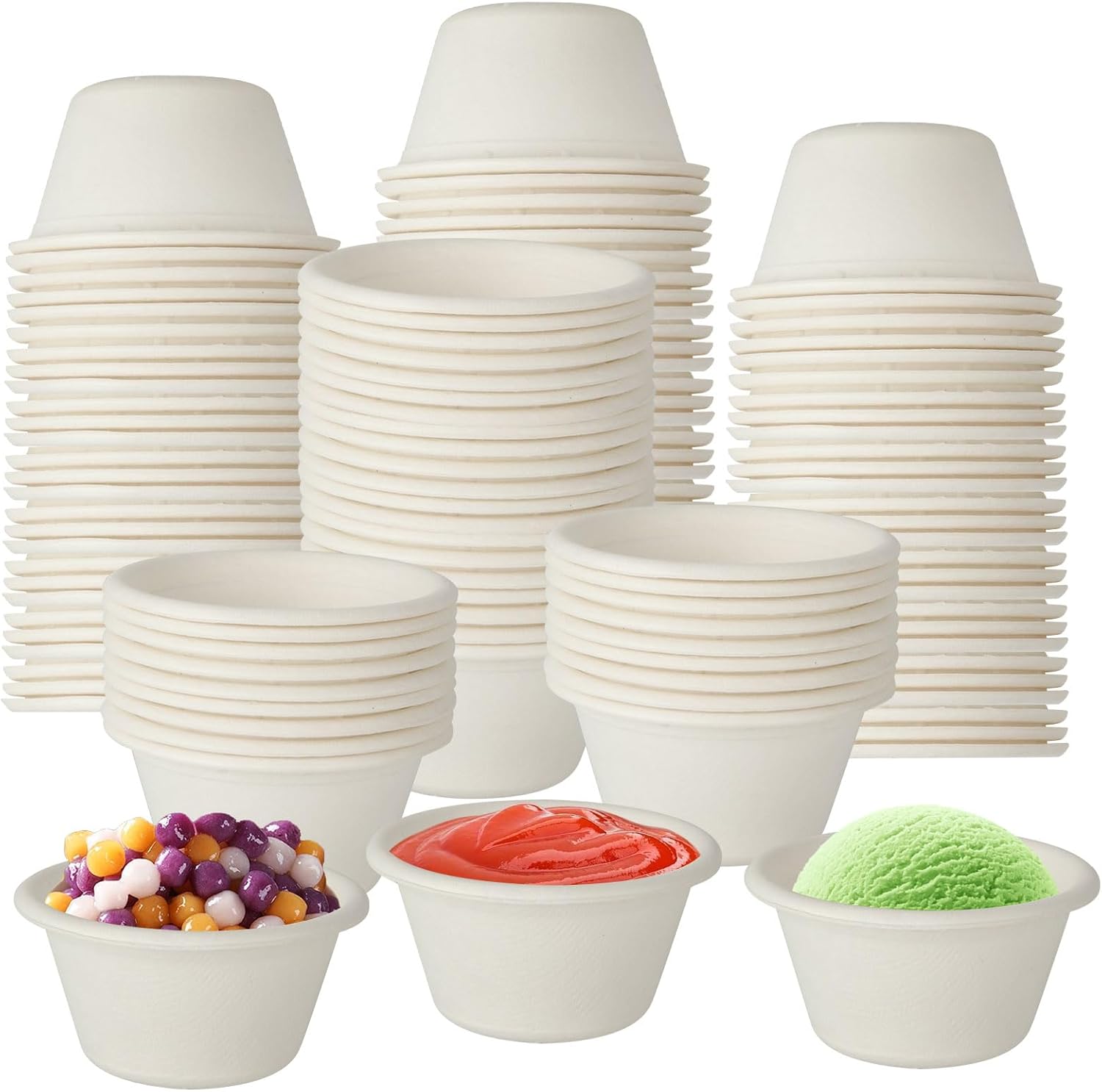 Amazon.com: HNBun 500pcs 2oz Disposable Bagasse Fiber Souffle Cups ...