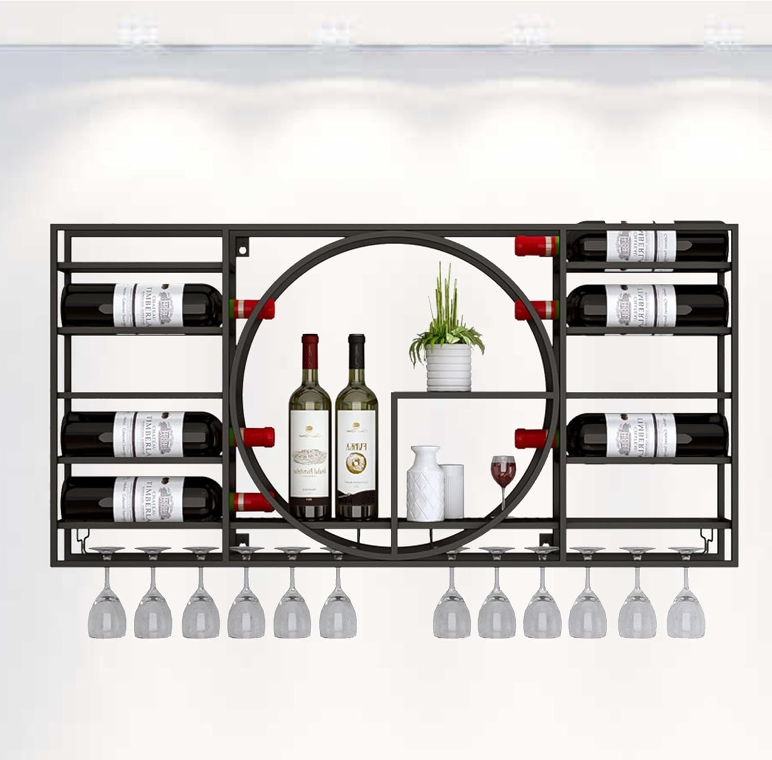 Modern Wall Mounted Wine Display Rack Bar Shelves Wine Rack Wall ...