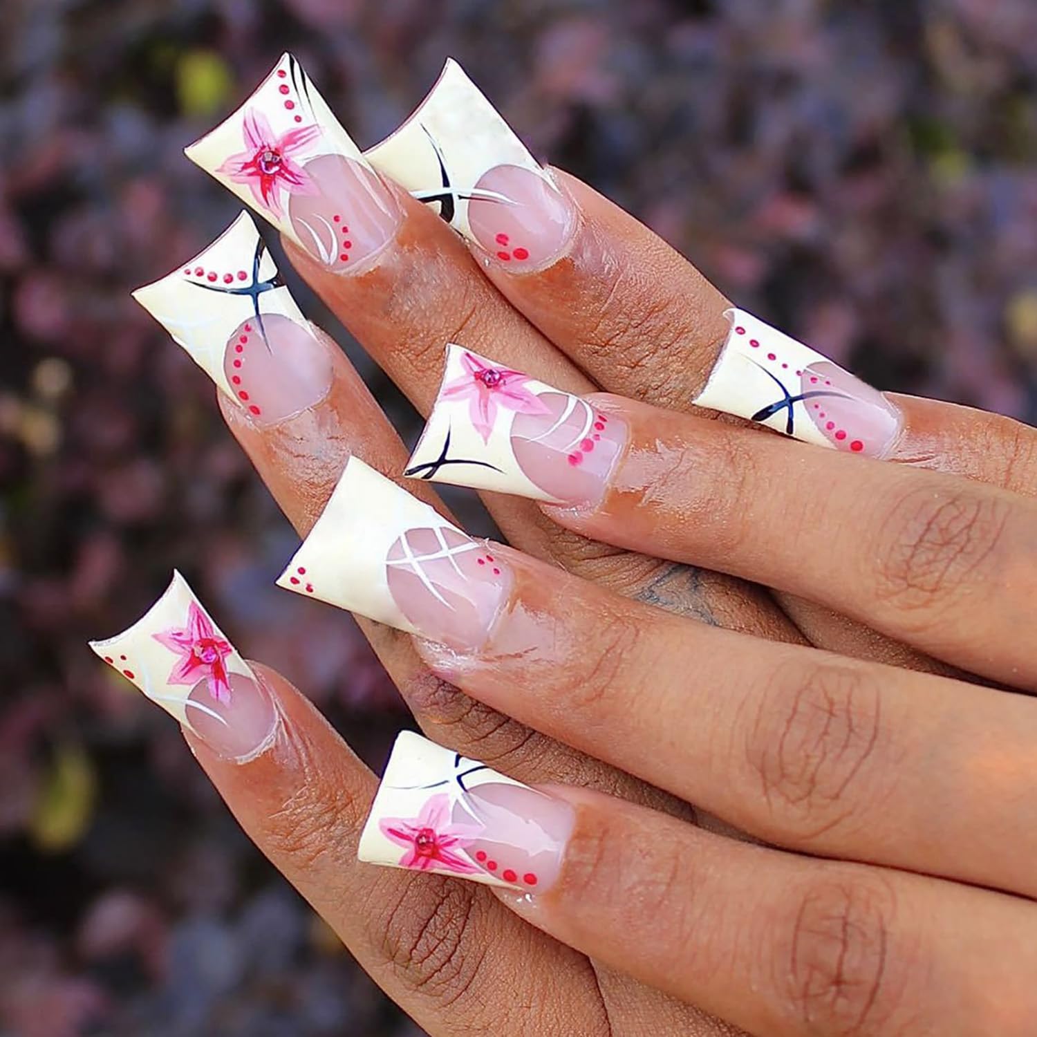 Amazon.com: FIEONCIY Press on Nails Duck Shape Glossy Full Cover Medium ...