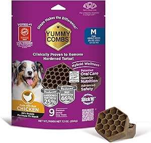 Amazon.com : Yummy Combs Dog Dental Treats – Vet VOHC Approved, Removes ...