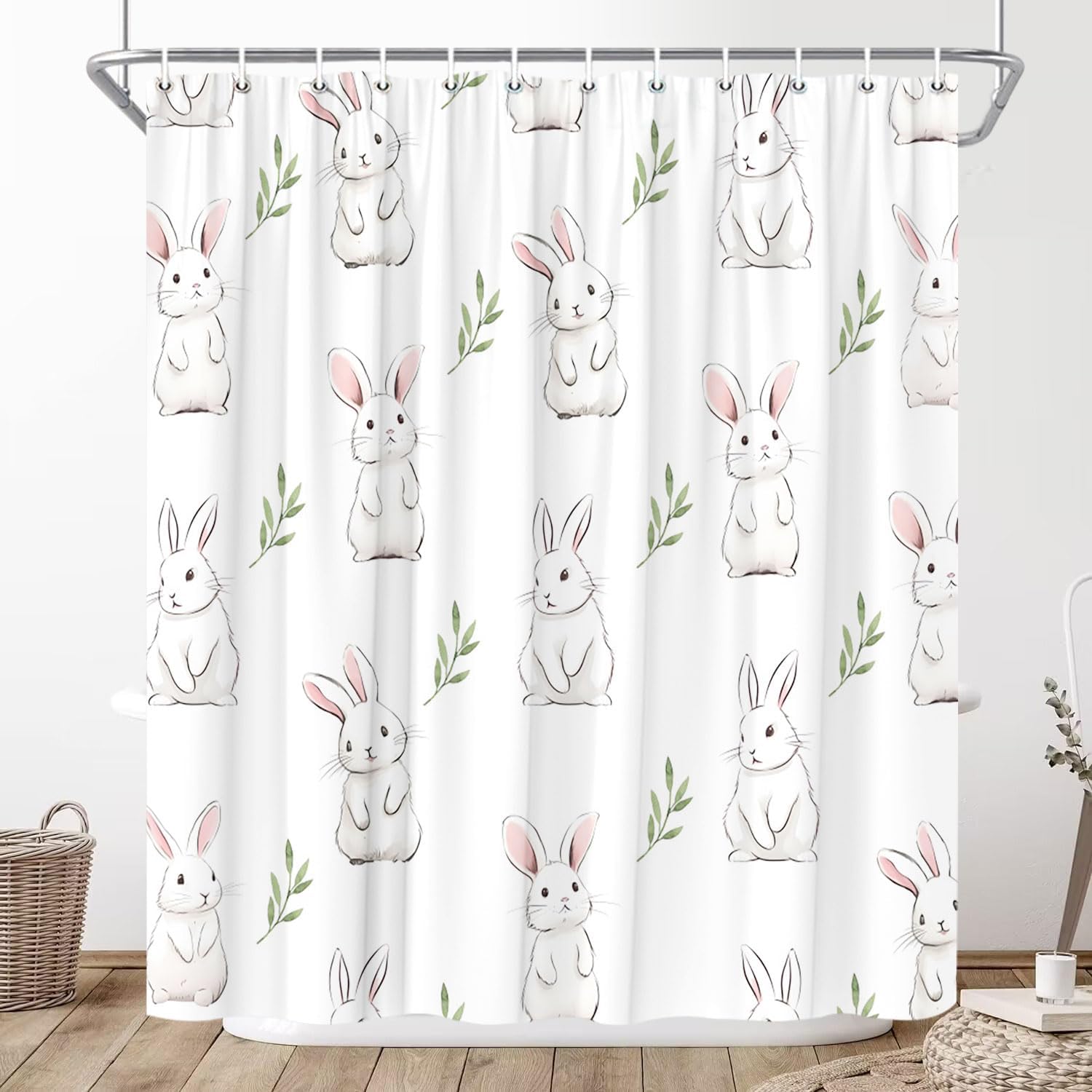 Amazon.com: JONSEQIN Funny Rabbit Shower Curtain for Bathroom Farmhouse ...