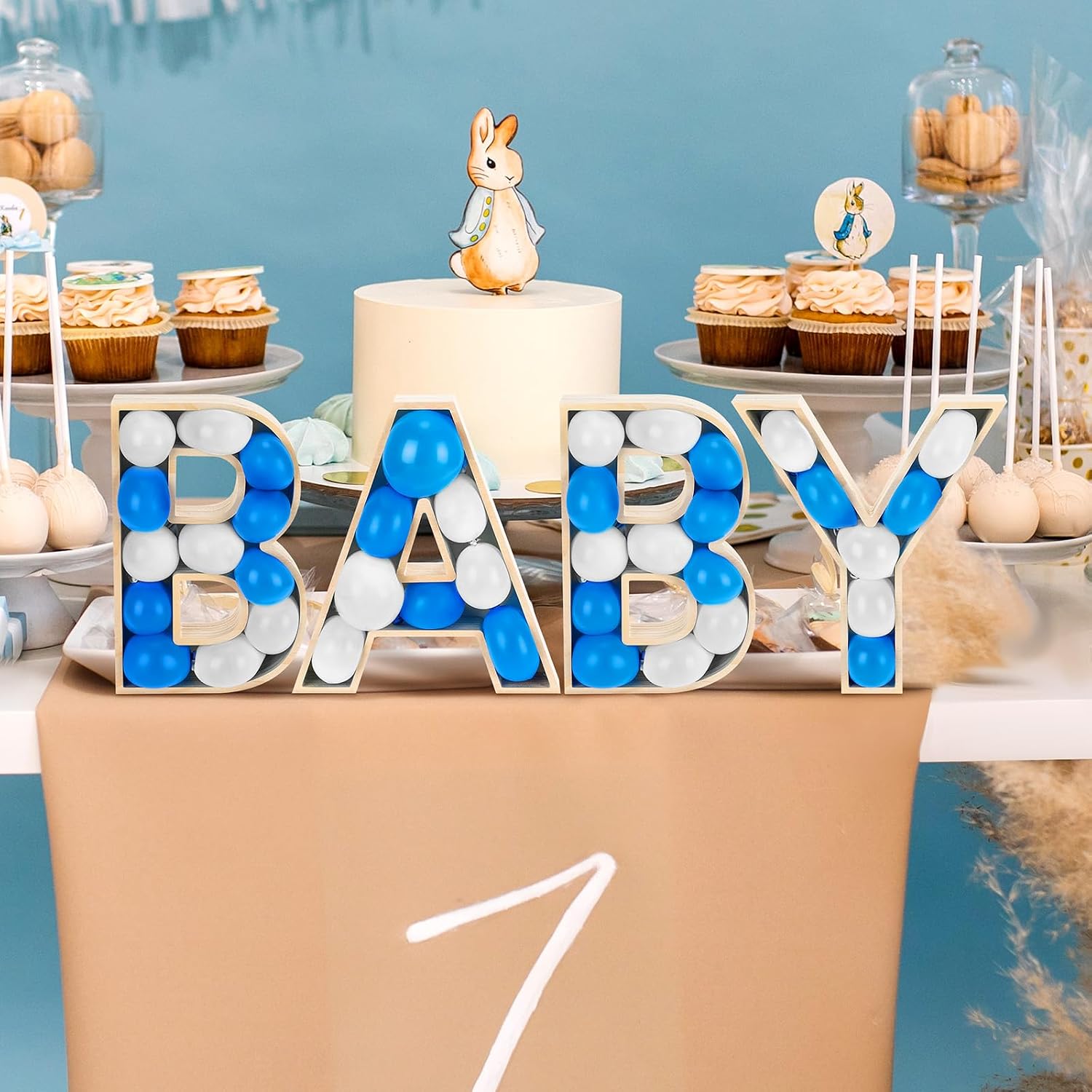Amazon.com: Yuntau Wooden BABY Letters Cut out Table Sign with Warm ...
