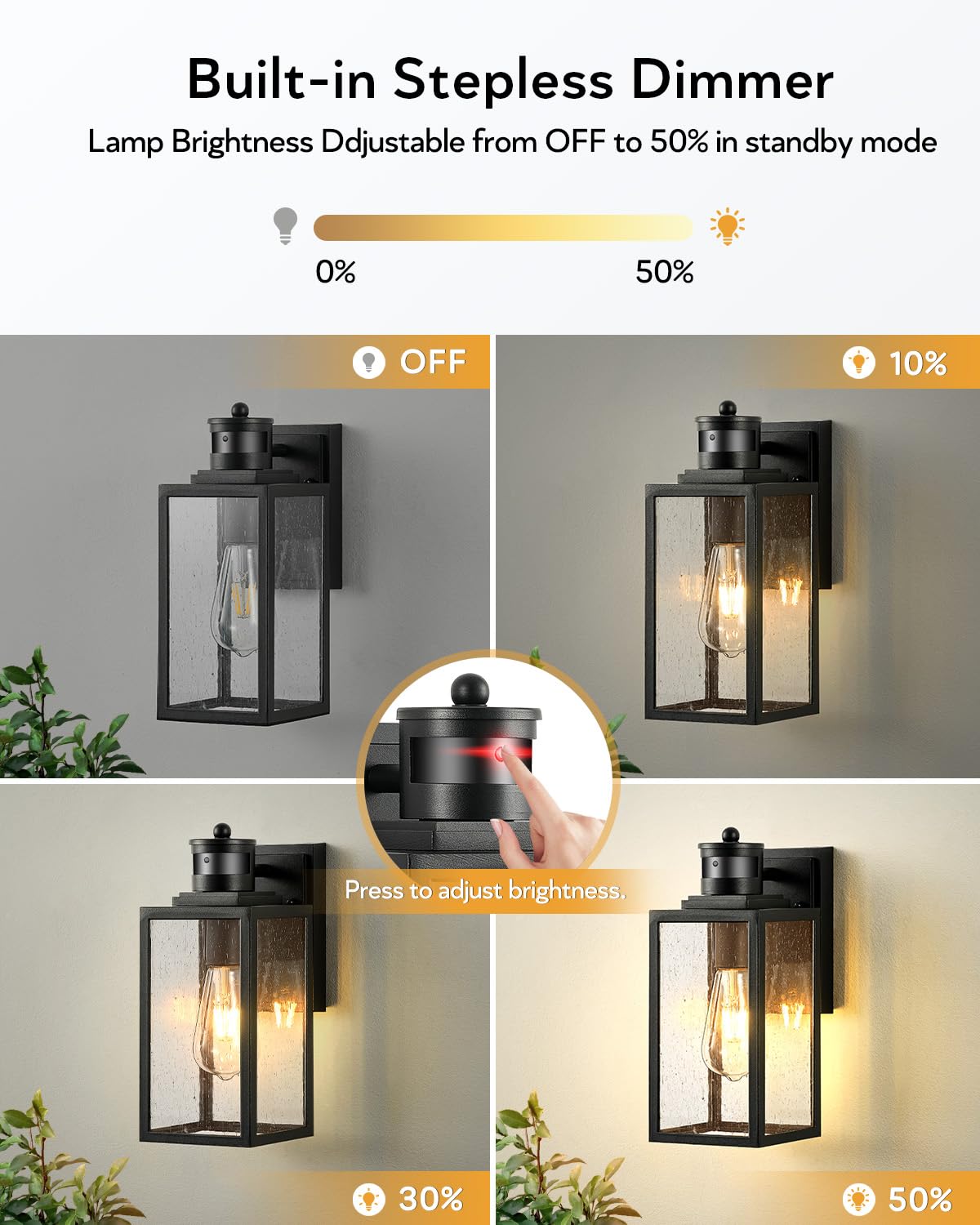 VIANIS 2 Pack Motion Sensor Outdoor Wall Lights, Matte Black Outside ...