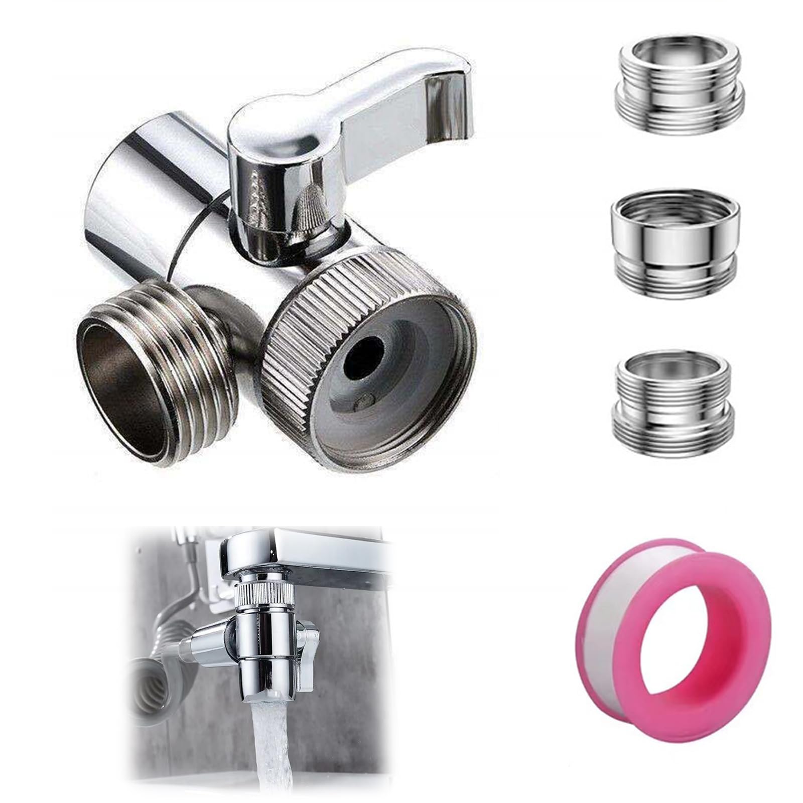 3 Way Shower Diverter Valve, Faucet Diverter Valve with Aerator ...