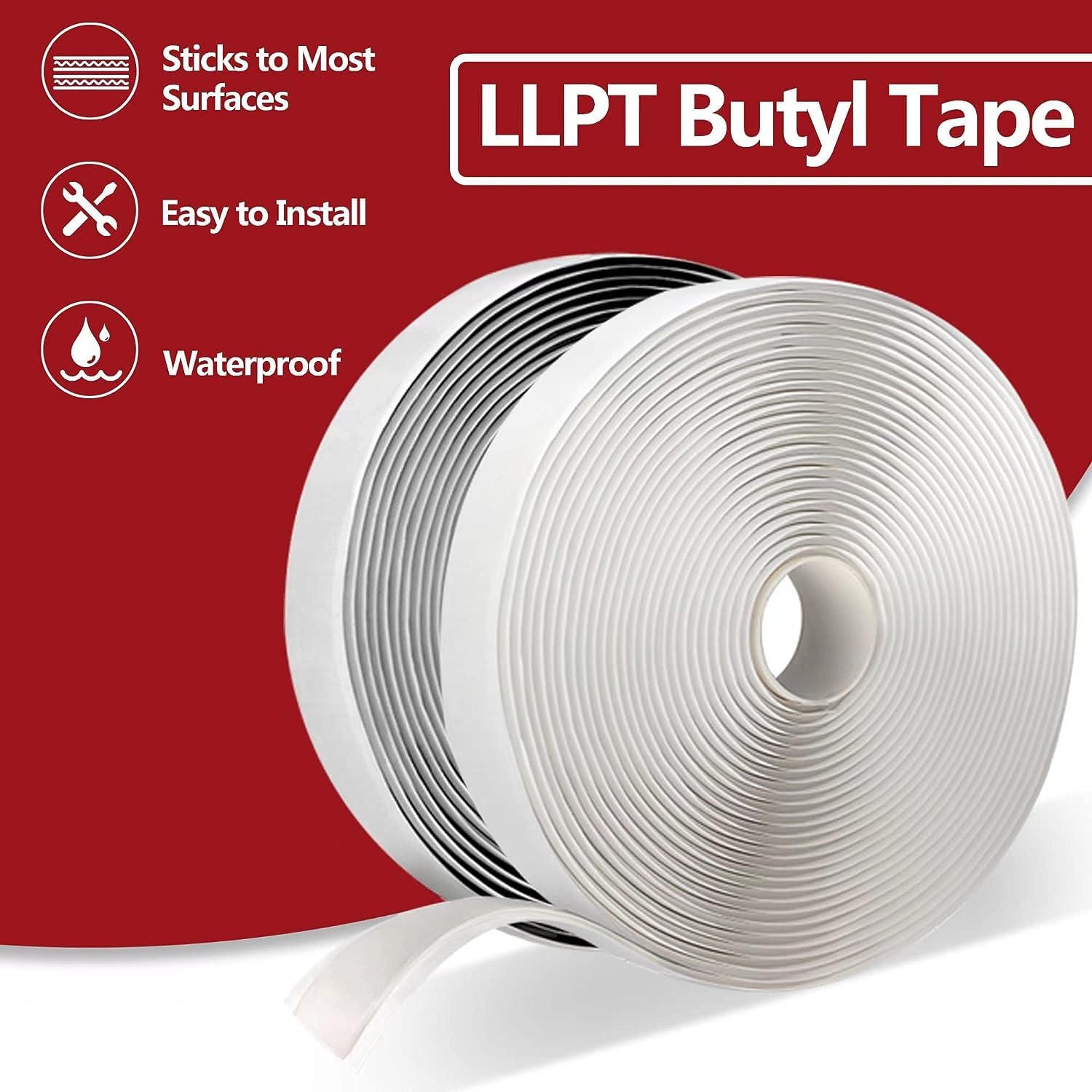 Snapklik.com : LLPT Butyl Tape White 3/4 Inch X 33Ft 2 Pack Tight Seal ...