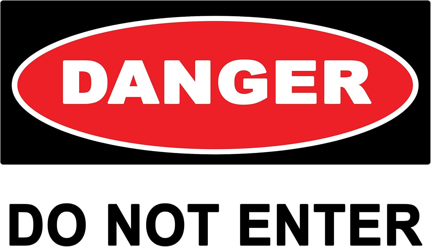 4 x DANGER - Do Not Enter - Warning Sign Label Removable Self Adhesive ...