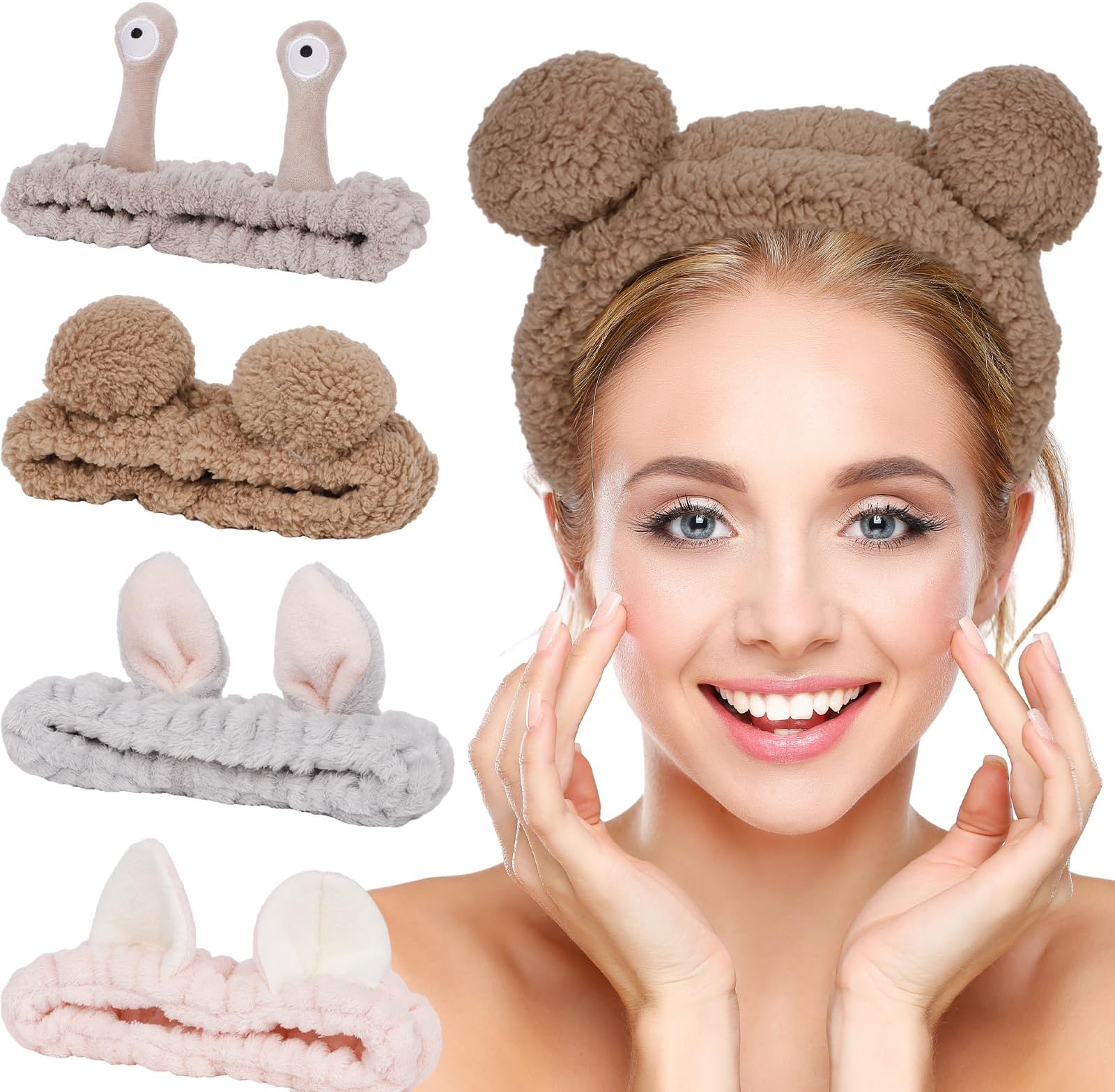 Amazon.com : Jutom 6 Pieces Animal Themed Spa Headband Cute Makeup ...